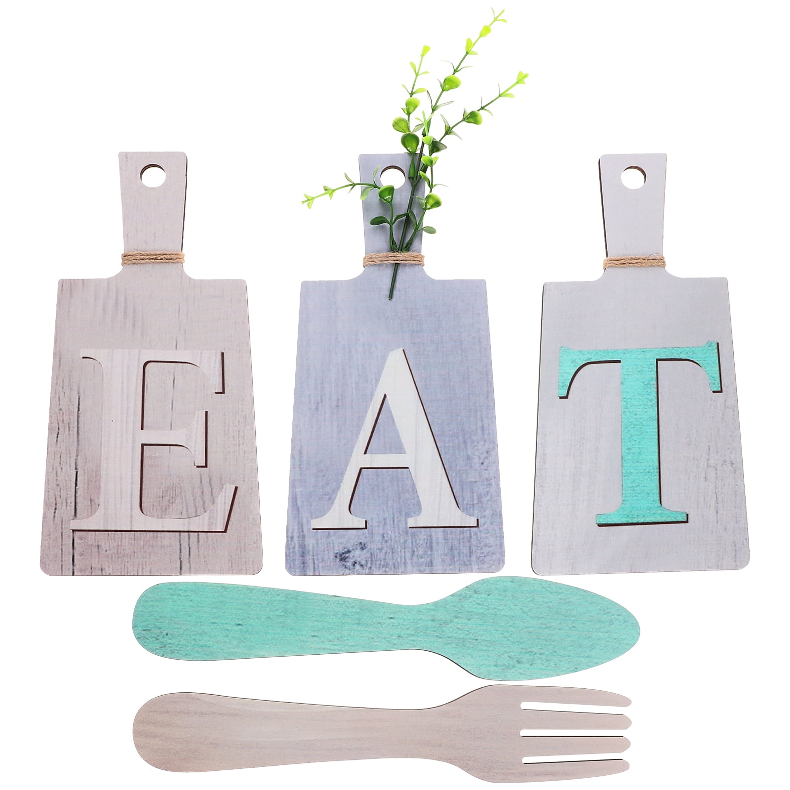 1 Set of Boho Decor Wooden Eat Signs Fork Spoon Wood Wall Decor Kitchen ...