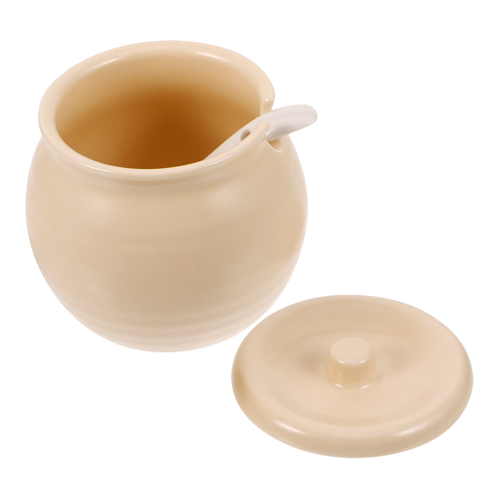1 Set of Ceramic Lard Container with Spoon Ceramic Spice Container Lard ...