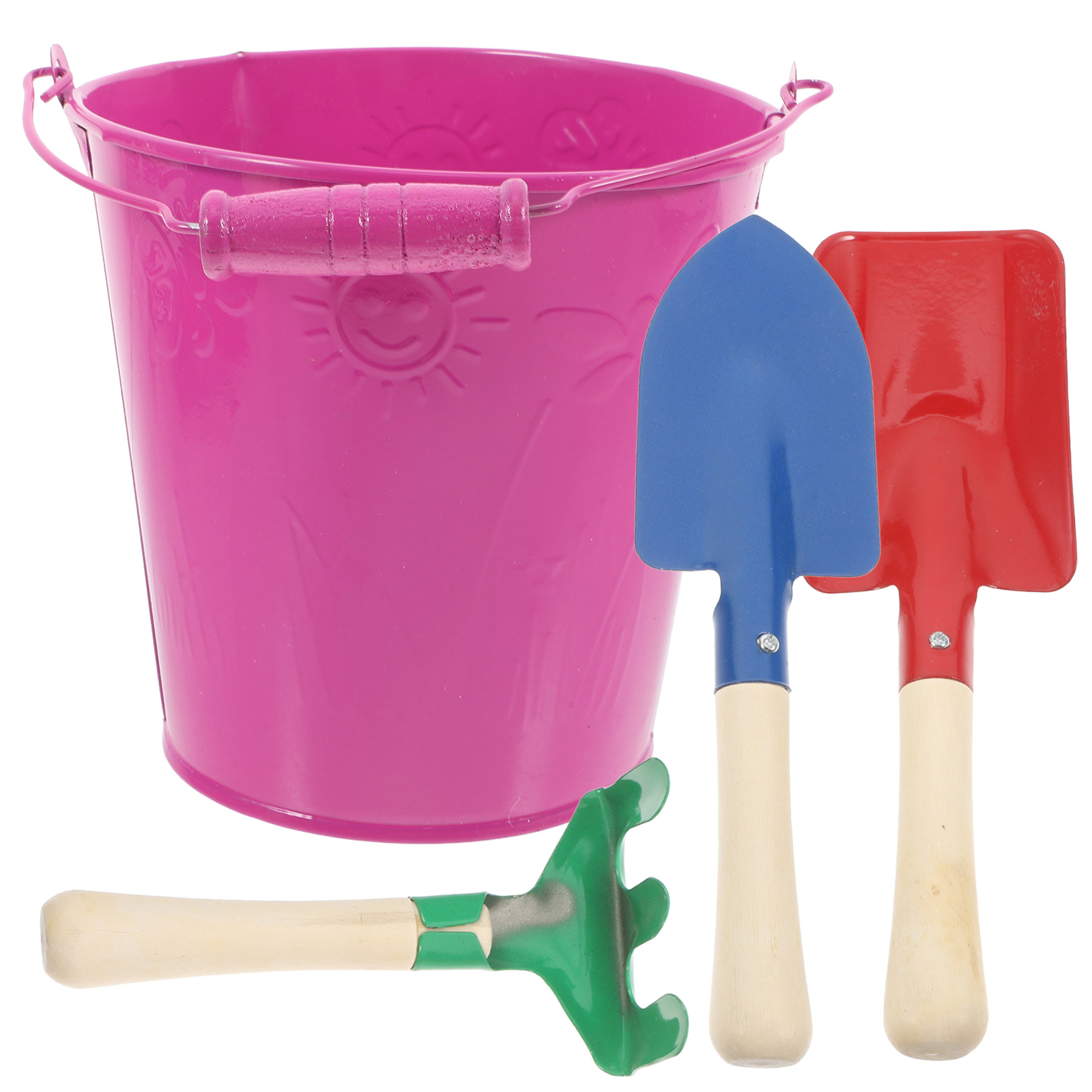 1 Set of Children Rake Bucket Shovel Planting Toys Kids Safe Gardening ...