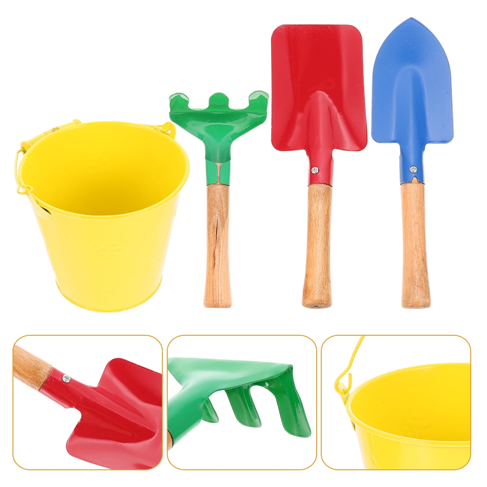 1 Set of Children Rake Bucket Shovel Planting Toys Kids Safe Gardening ...
