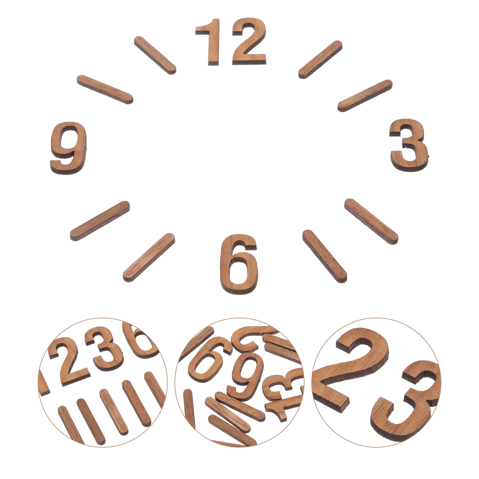 OUNONA Wood Clock Numbers for DIY Wall Clock Replacement Light Brown ...