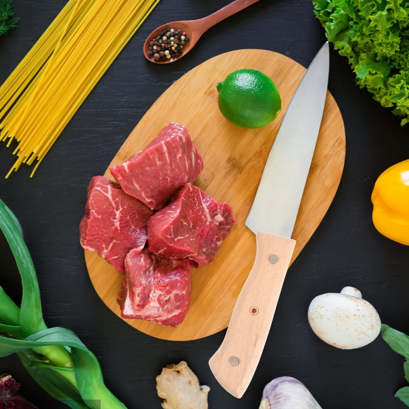 1 Set of Cutter Wooden Handle Replacement Kitchen Cutter Handle Non ...