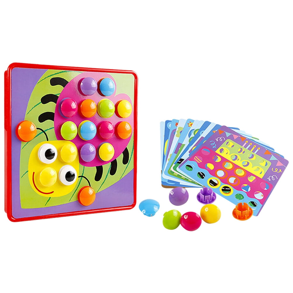 1 Set of DIY Button Toy Mushrooms Nails Color Matching Pegboard ...