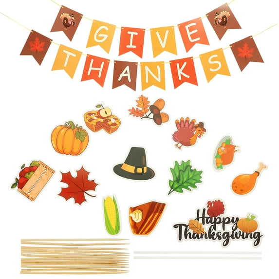 OUNONA Assorted Color Tsgiving Cake Picks and Banners for Festive ...