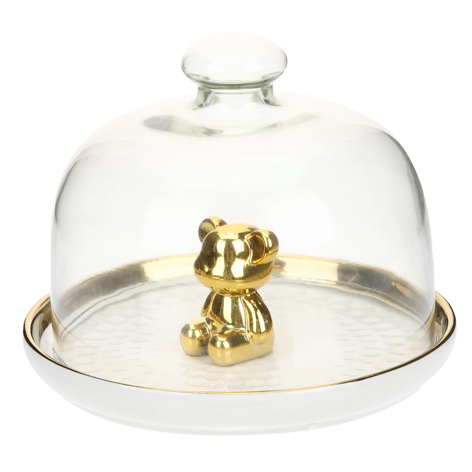 1 Set of Cake Tray with Glass Dome Food Plate with Dome Dessert Cheese ...