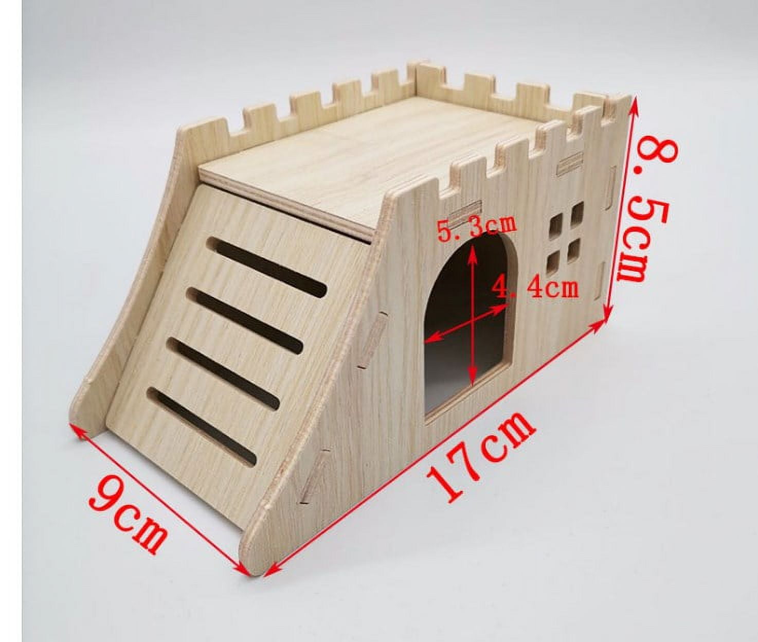 1 Set of Double-tier Hamster Wood House Wooden Rabbit Hideout Small ...