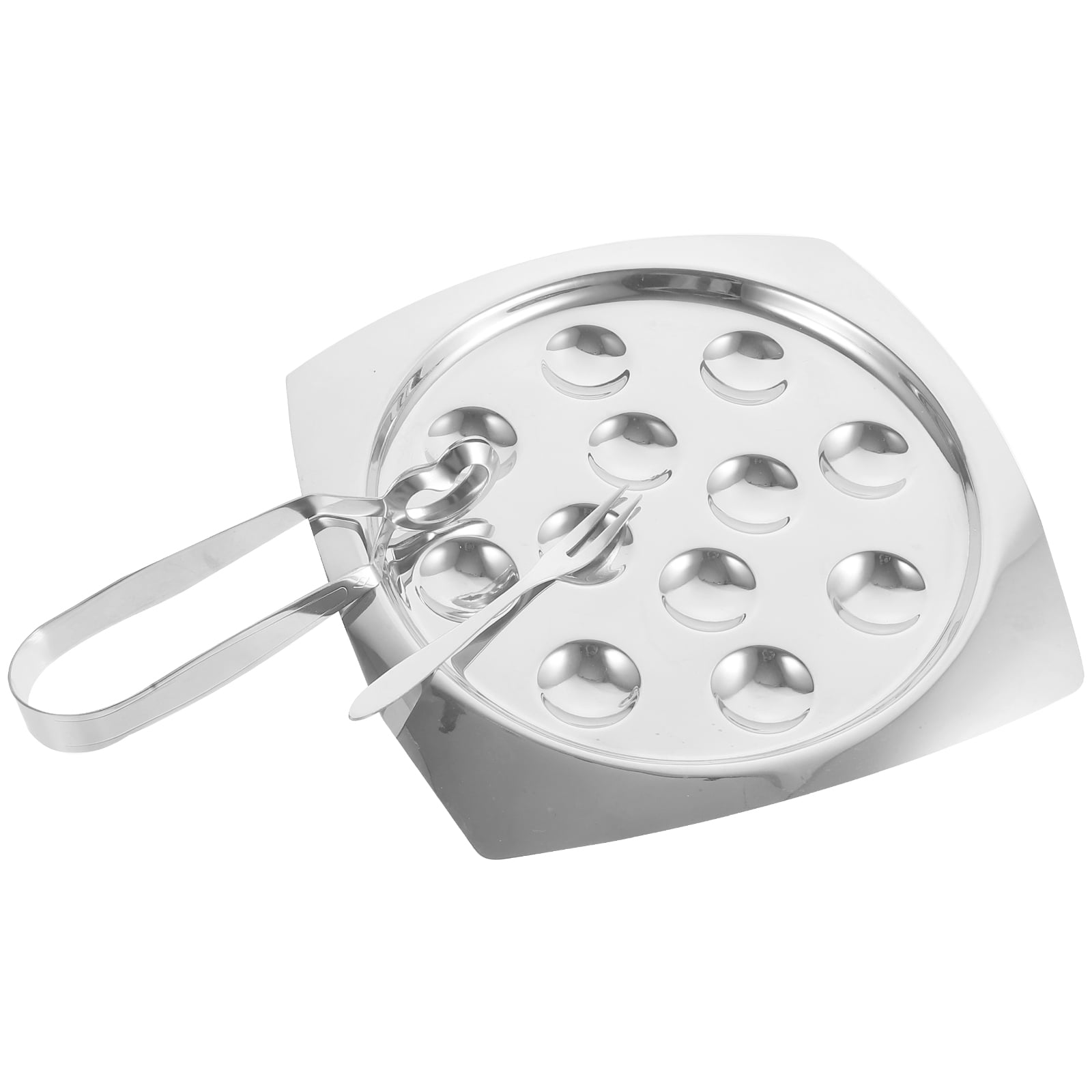 1 Set of Escargot Plate with Holes Seafood Snail Dish Plate Stainless ...