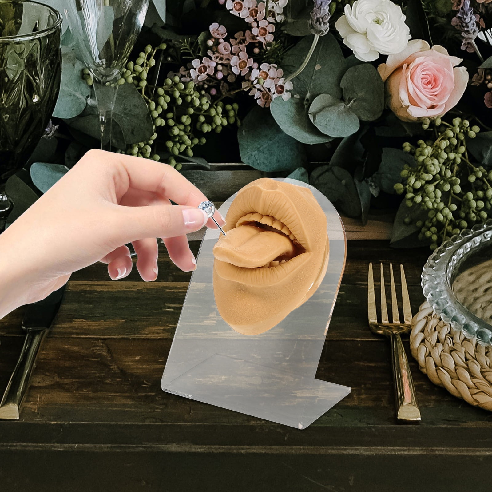 1 Set of Face Model Training Piercing Practice Simulation Fake Tongue ...