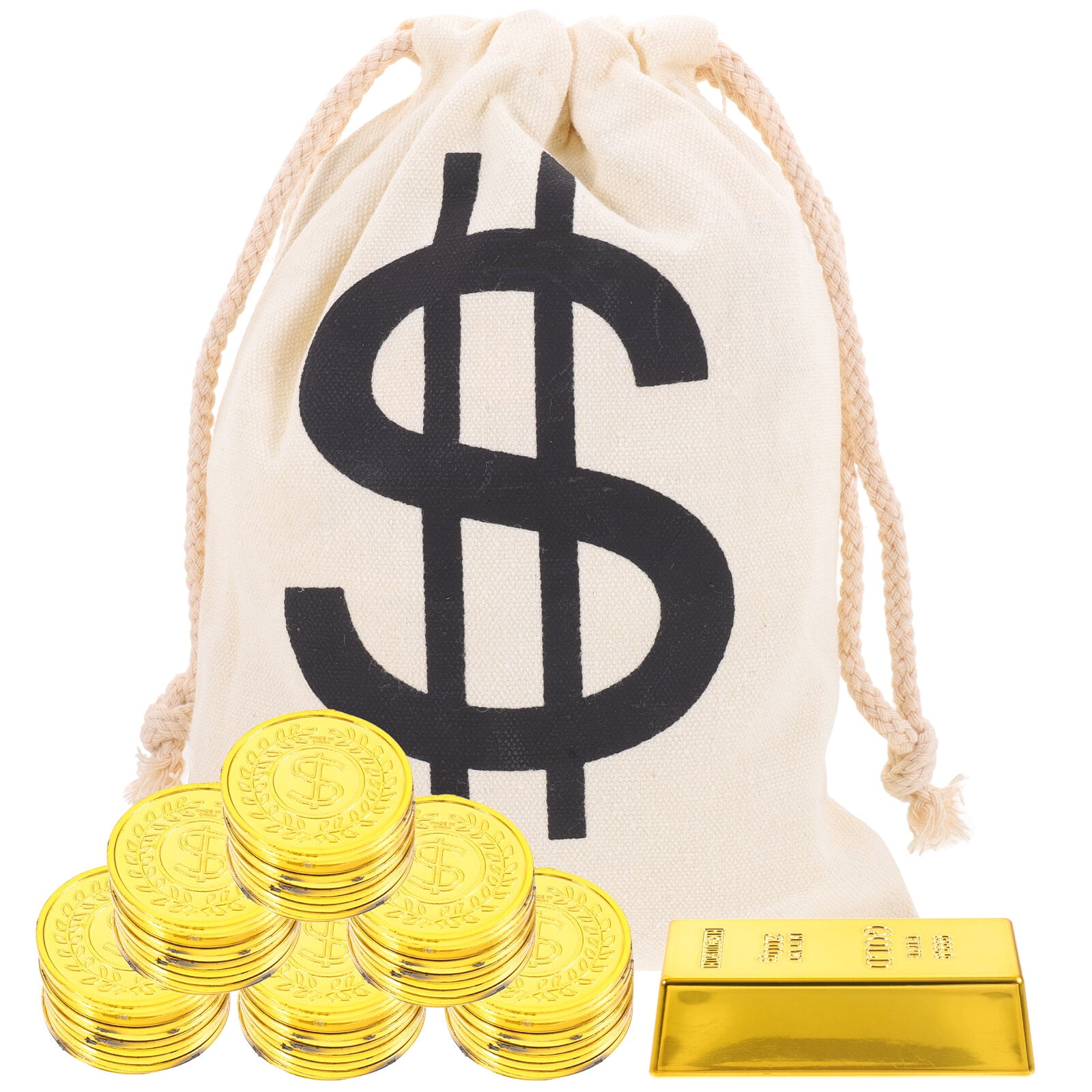 1 Set of Fake Gold Bar Realistic Golden Coins Movie Golden Coins Props ...