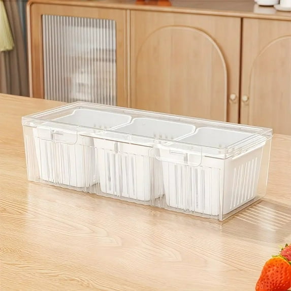 1 Set of Food Storage Containers Square Transparent Compartments for ...