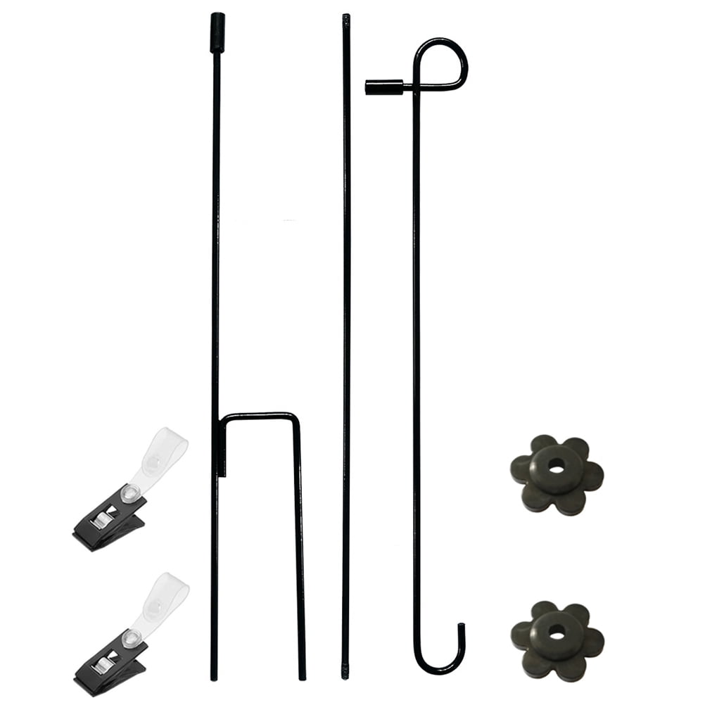 1 Set of Garden Flag Stand Holder with Stopper Clip Yard Flags Stand ...