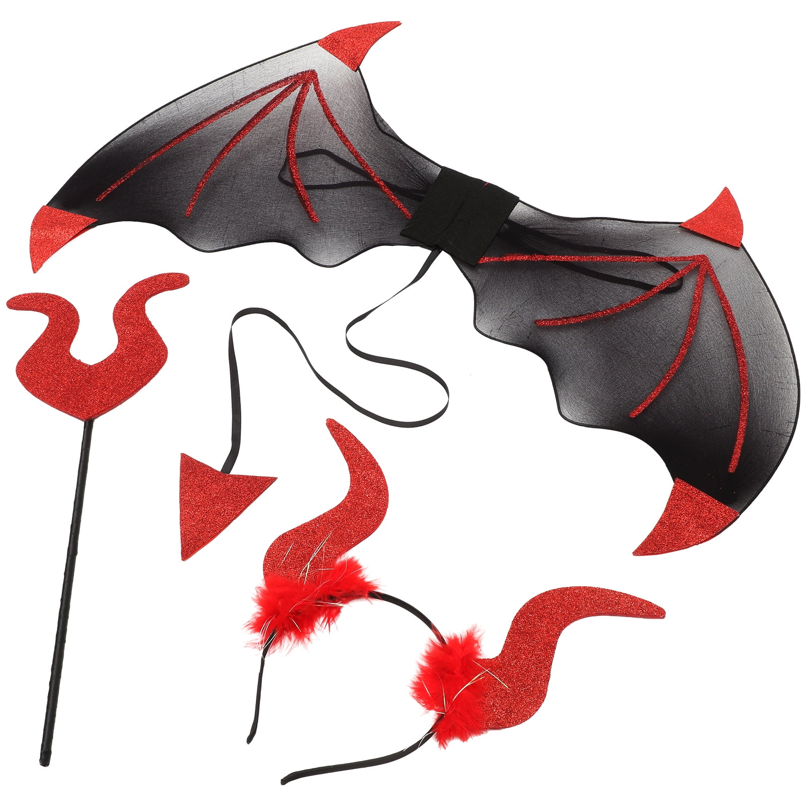 1 Set Of Halloween Devil Costume Set Devil Wing Devil Stick Devil Horn