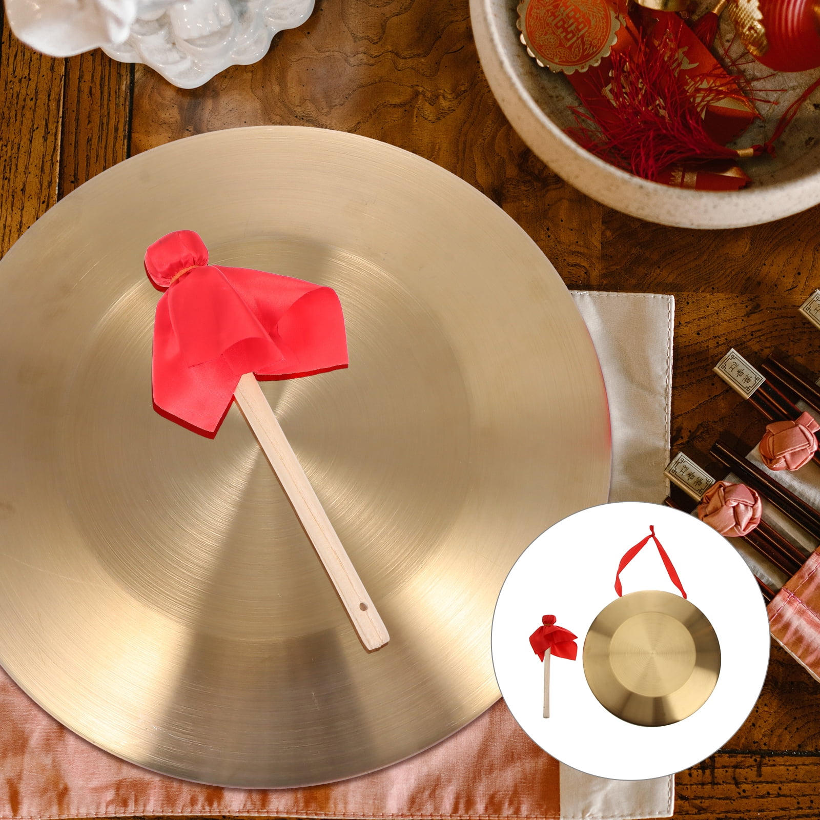 1 Set of Hand Gong Opera Percussion Instrument Copper Gong with Play ...