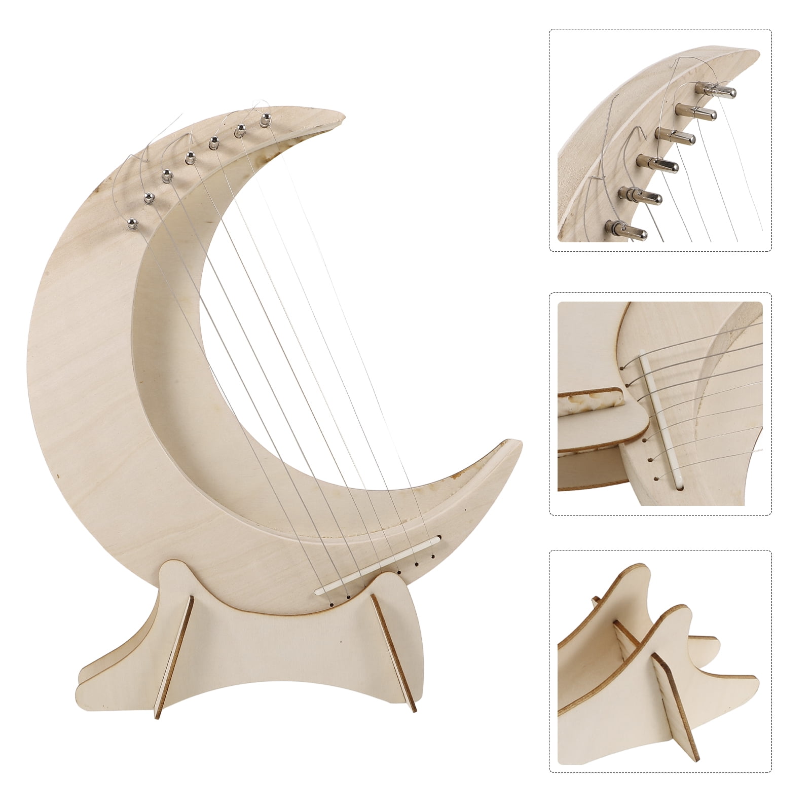 1 Set of Handheld Wood Harp 7-String Harp for Learning Convenient Small Harp Portable Wood Harp ...