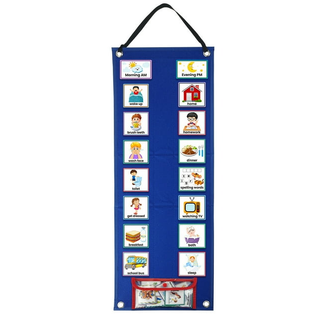 Toyandona Visual Schedule for Kids Routine Board Blue Felt and ...
