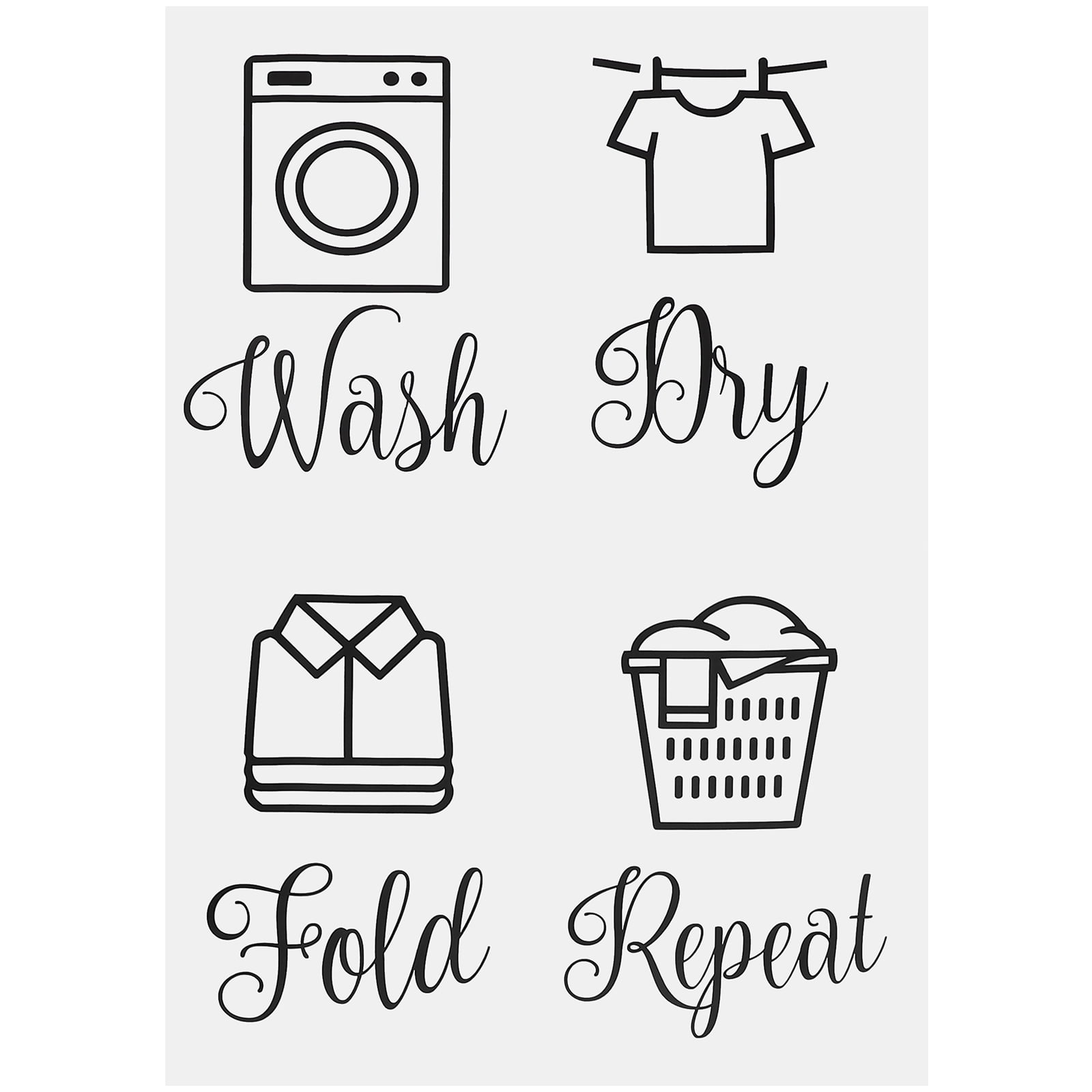 Laundry Room Wall Decor Black PVC Wash Signs for Wall Modern Style ...