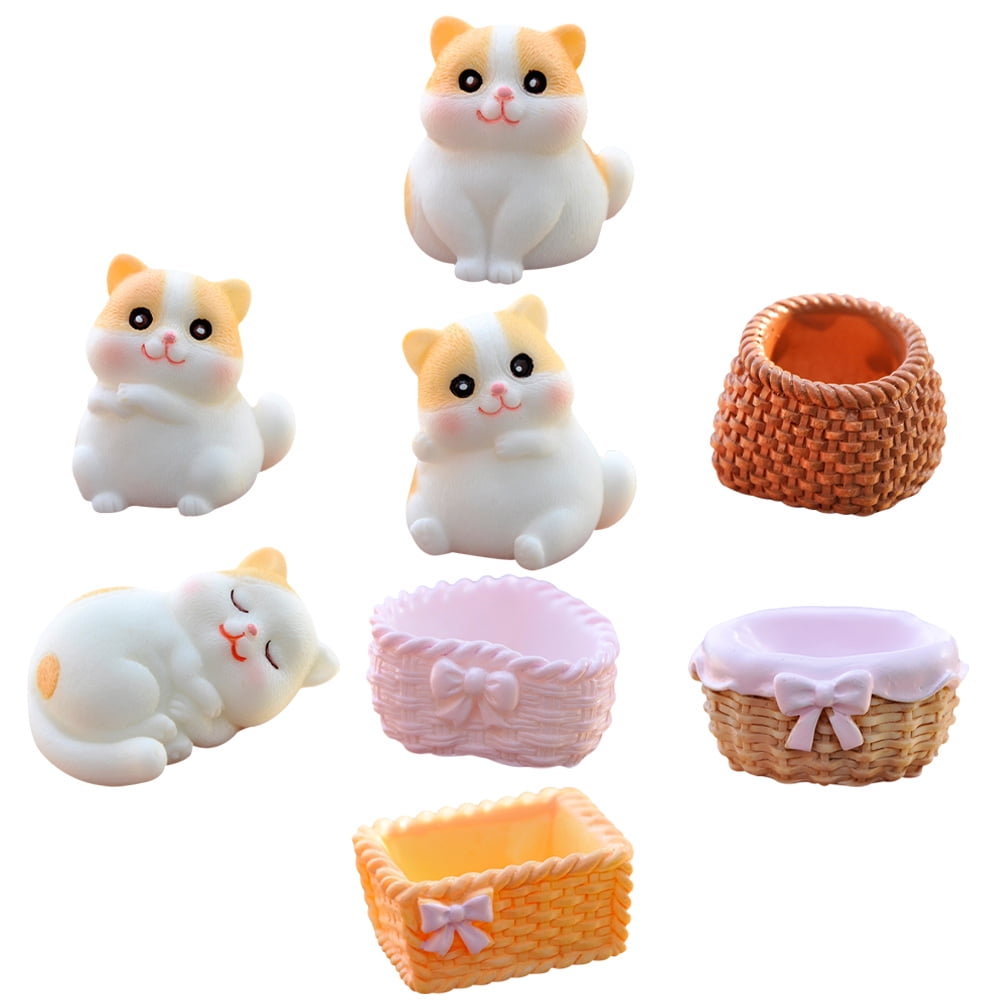 1 Set of Lovely Style Resin Cat Ornament Chic Resin Basket Shaped ...