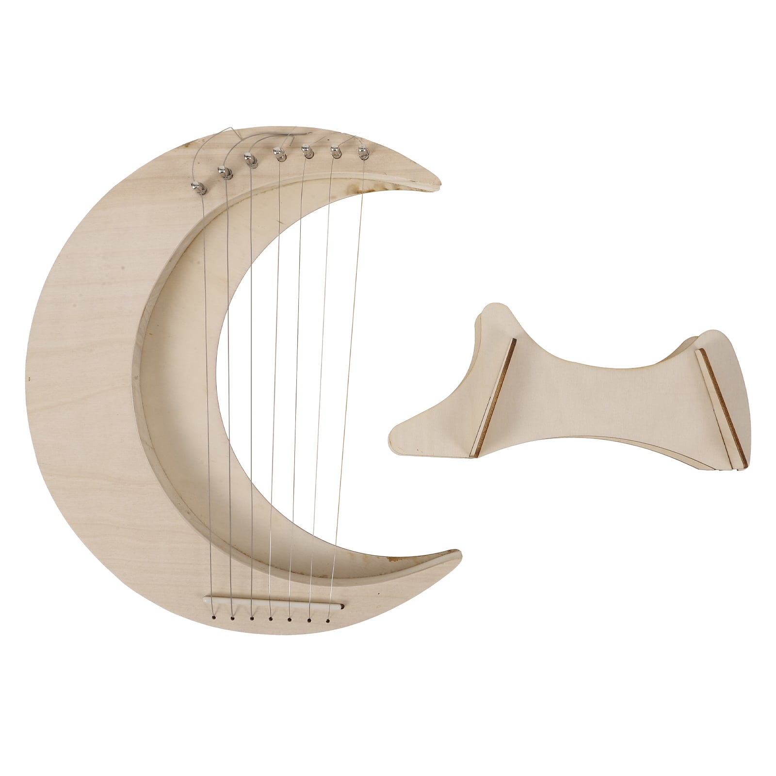 1 Set of Lyre Harp Moon Shaped Harp Instrument Wood Body 7-String Harp ...