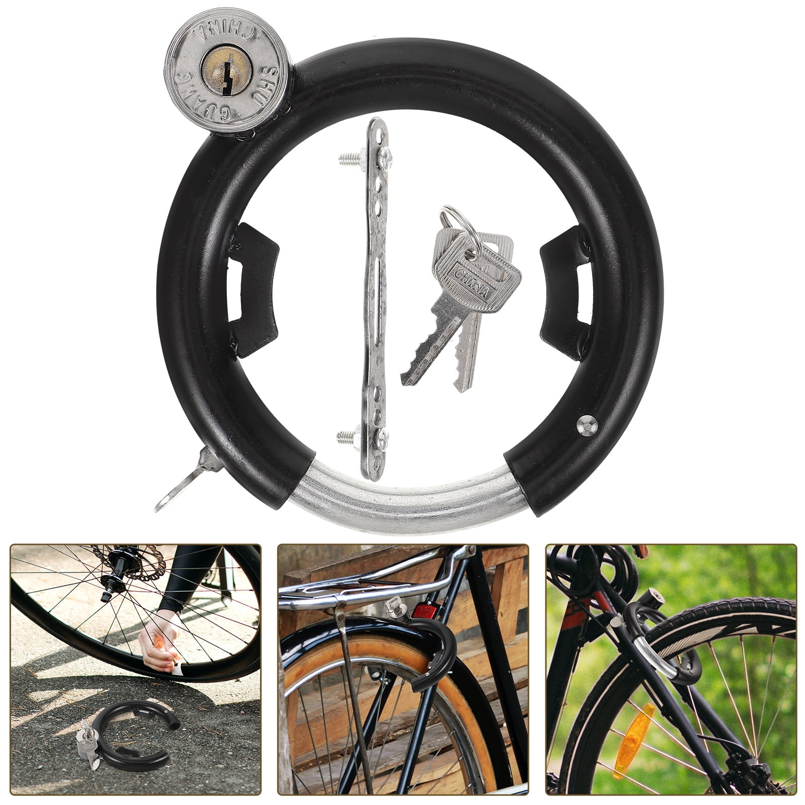 1 Set of Metal Bike Lock Steel Electric Bicycle Lock Round Shaped Lock ...
