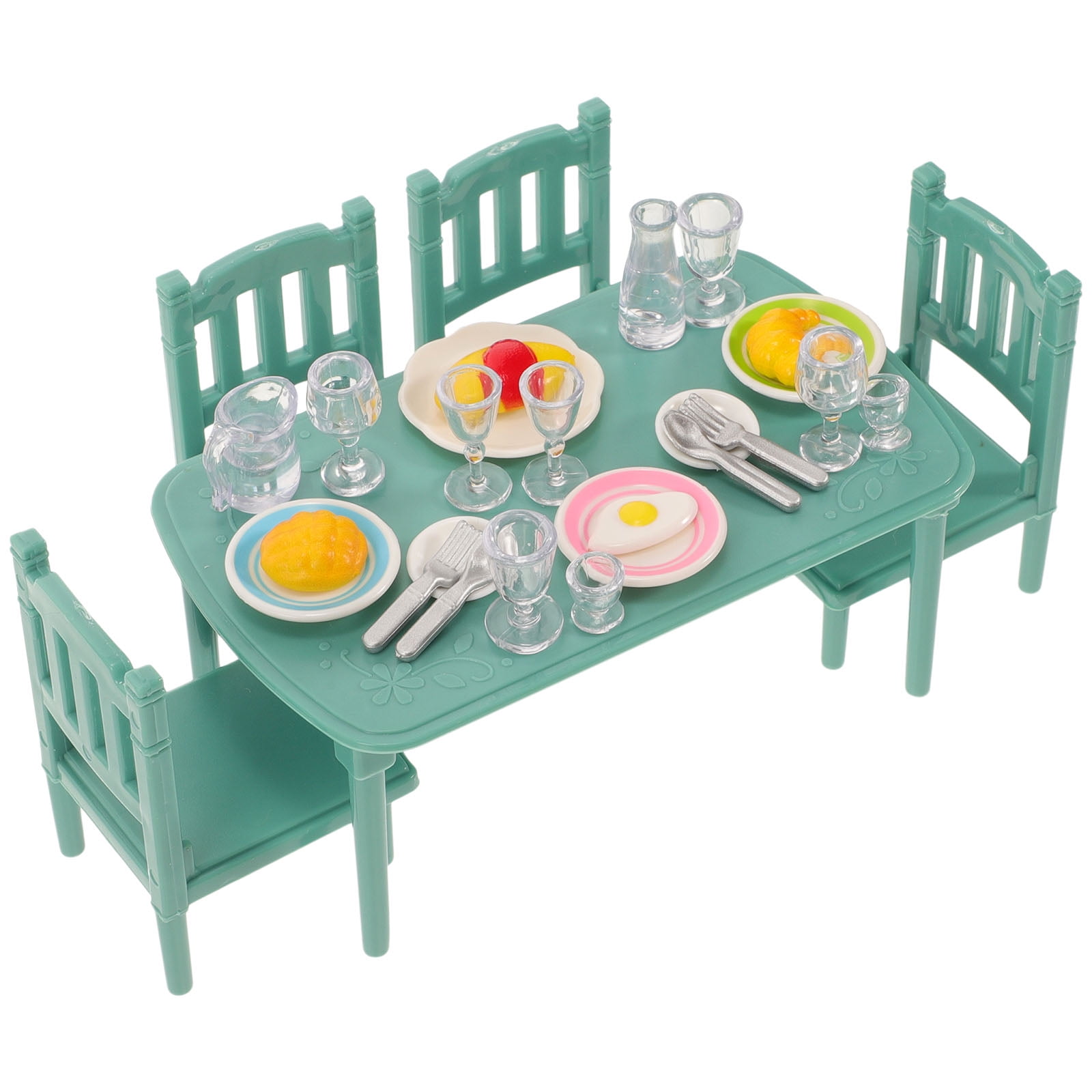 1 Set of Mini Dining Table Chair Set Doll House Mini Furniture ...