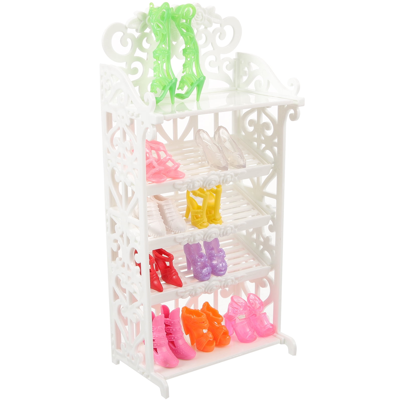1 Set of Mini Shoe Rack Model Plastic Mini House Shoe Rack Miniature ...