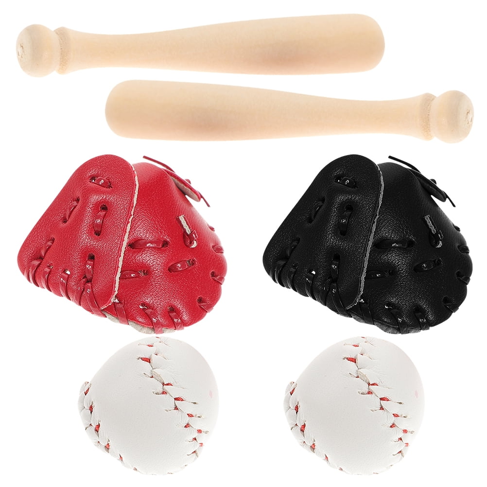 1 Set of Miniature Baseball Gloves Ball Sticks Kit Decorative ...