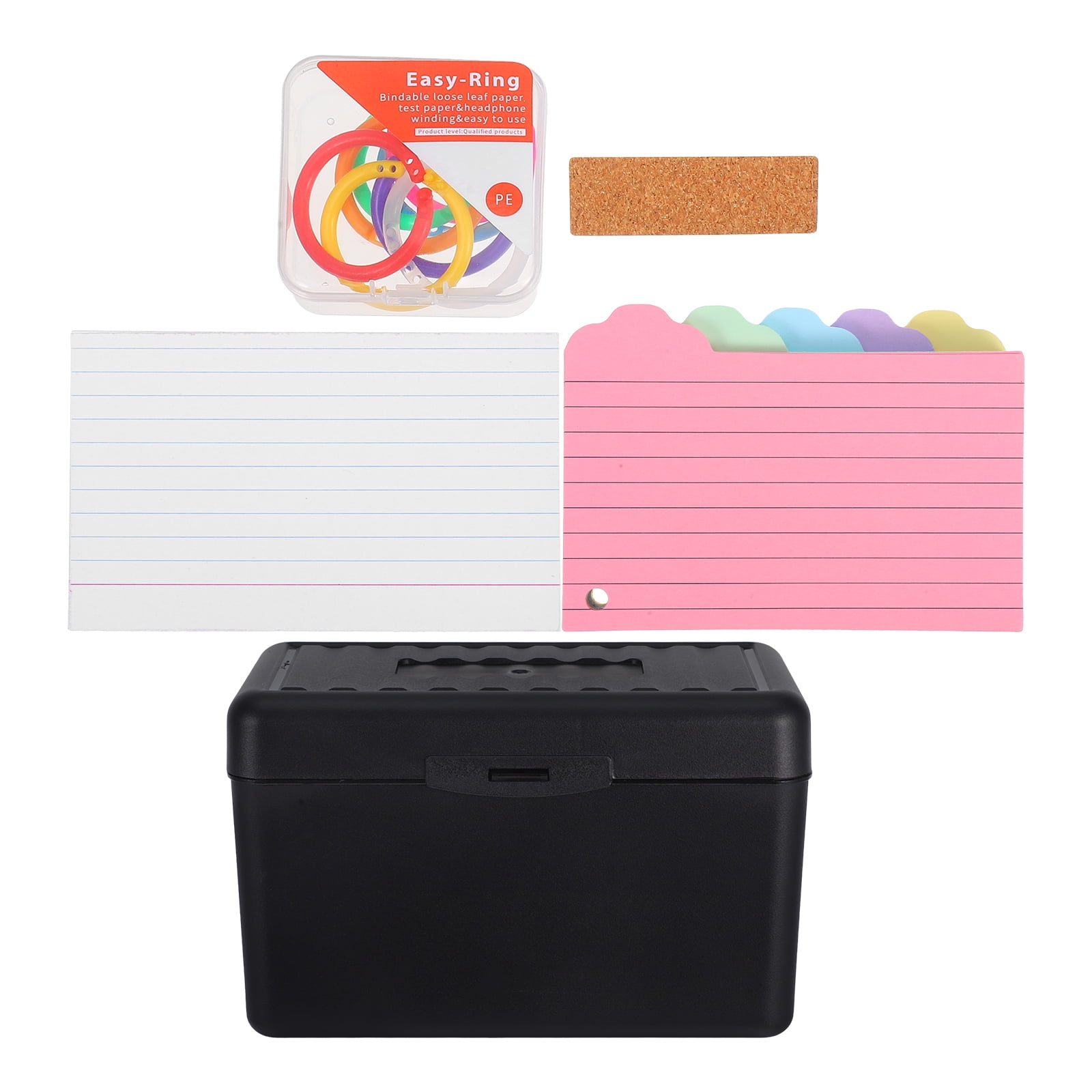 Black Plastic Index Card Case with Large Capacity for Storage and ...