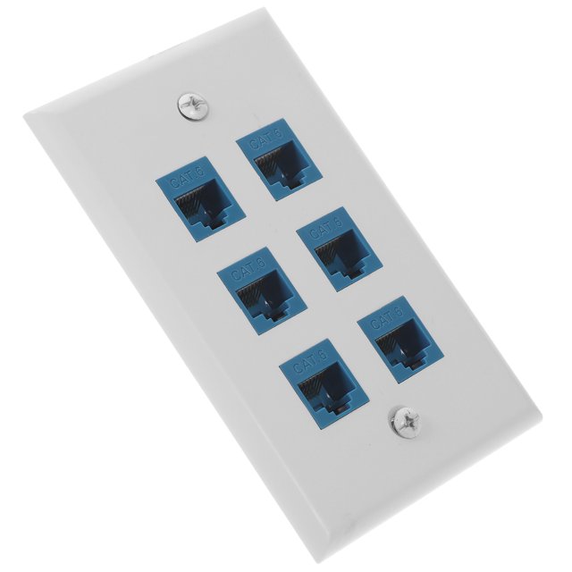 FRCOLOR WORGEOUS 1 Set Wall Ethernet Plate with 6 Port Outlet for ...