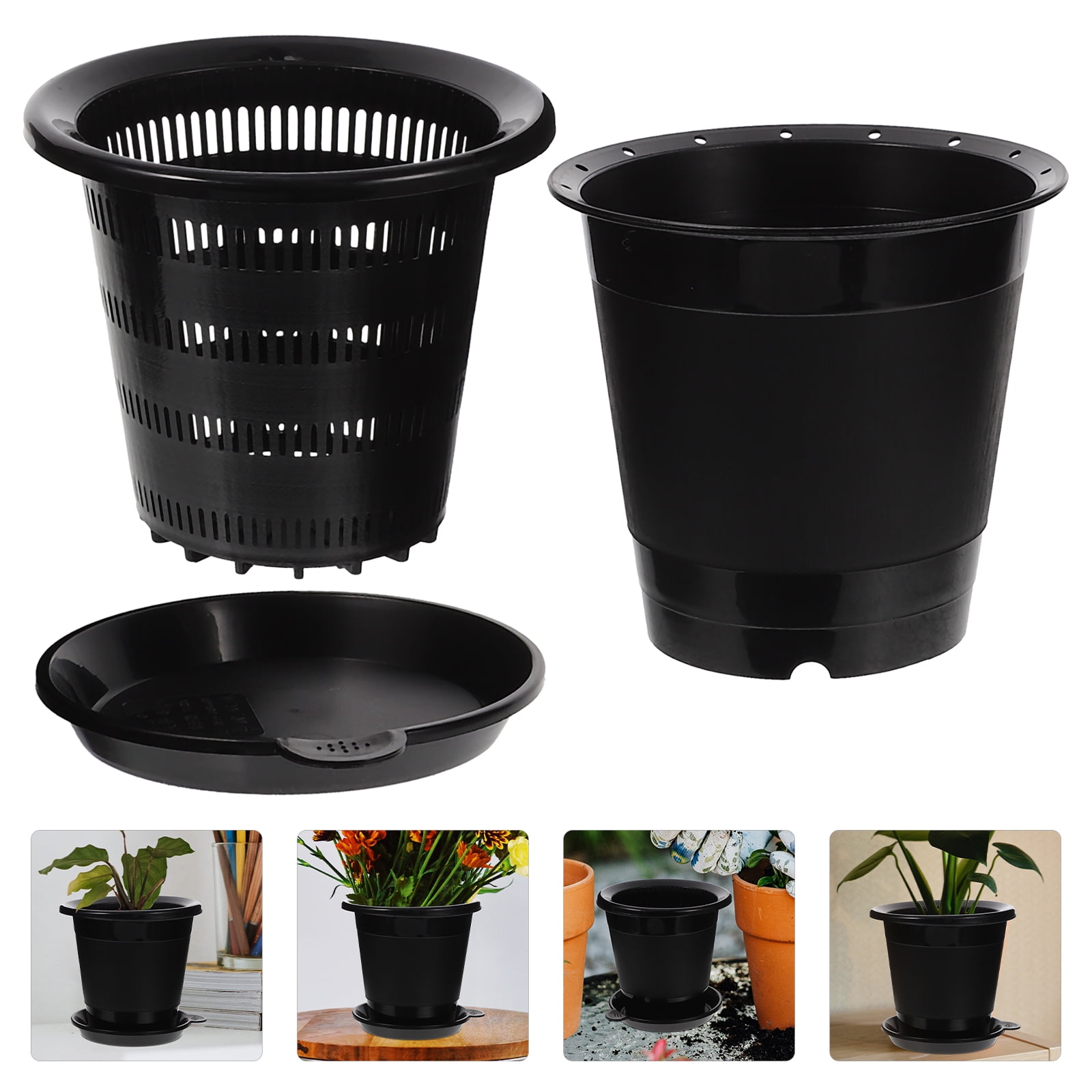1 Set of Outdoor Use Flower Pot Orchid Flower Planter With Tray ...