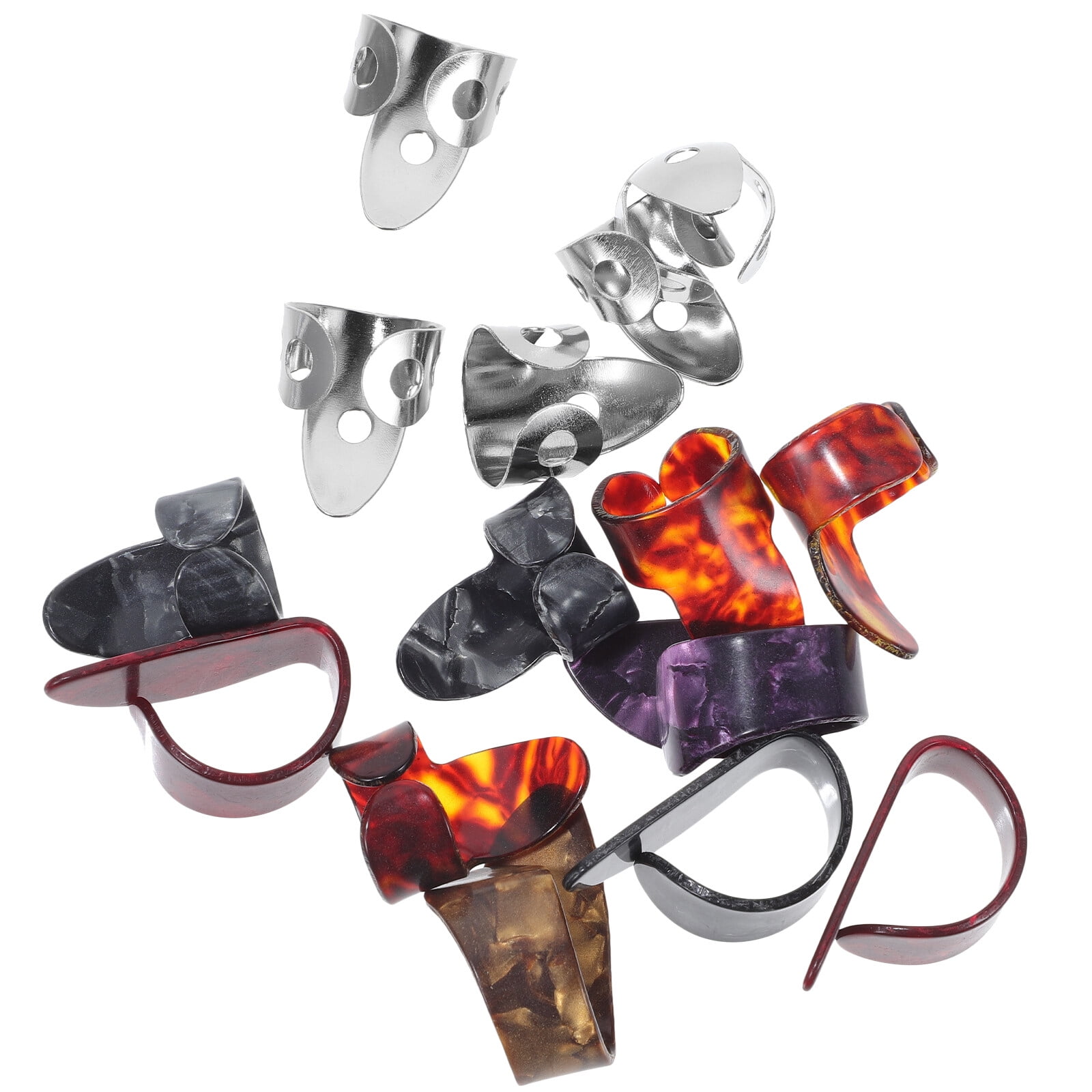 1 Set of Plastic Finger Picks Thumb Picks Metal Guitar Thumb and Finger ...