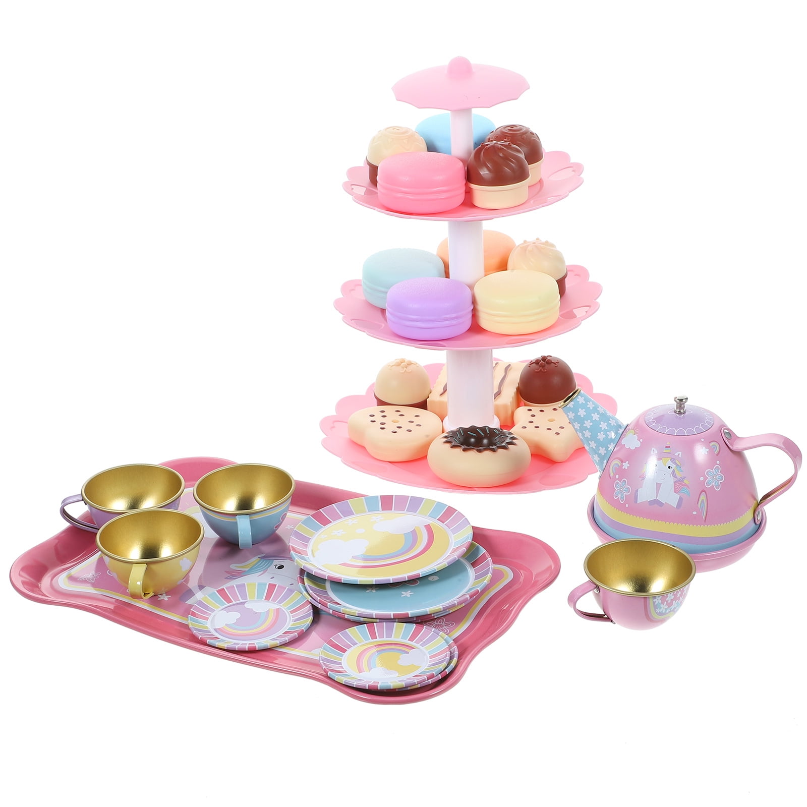 1 Set of Play Tea Set Toddler Tea Set Prop Small Tin Tea Set Play ...
