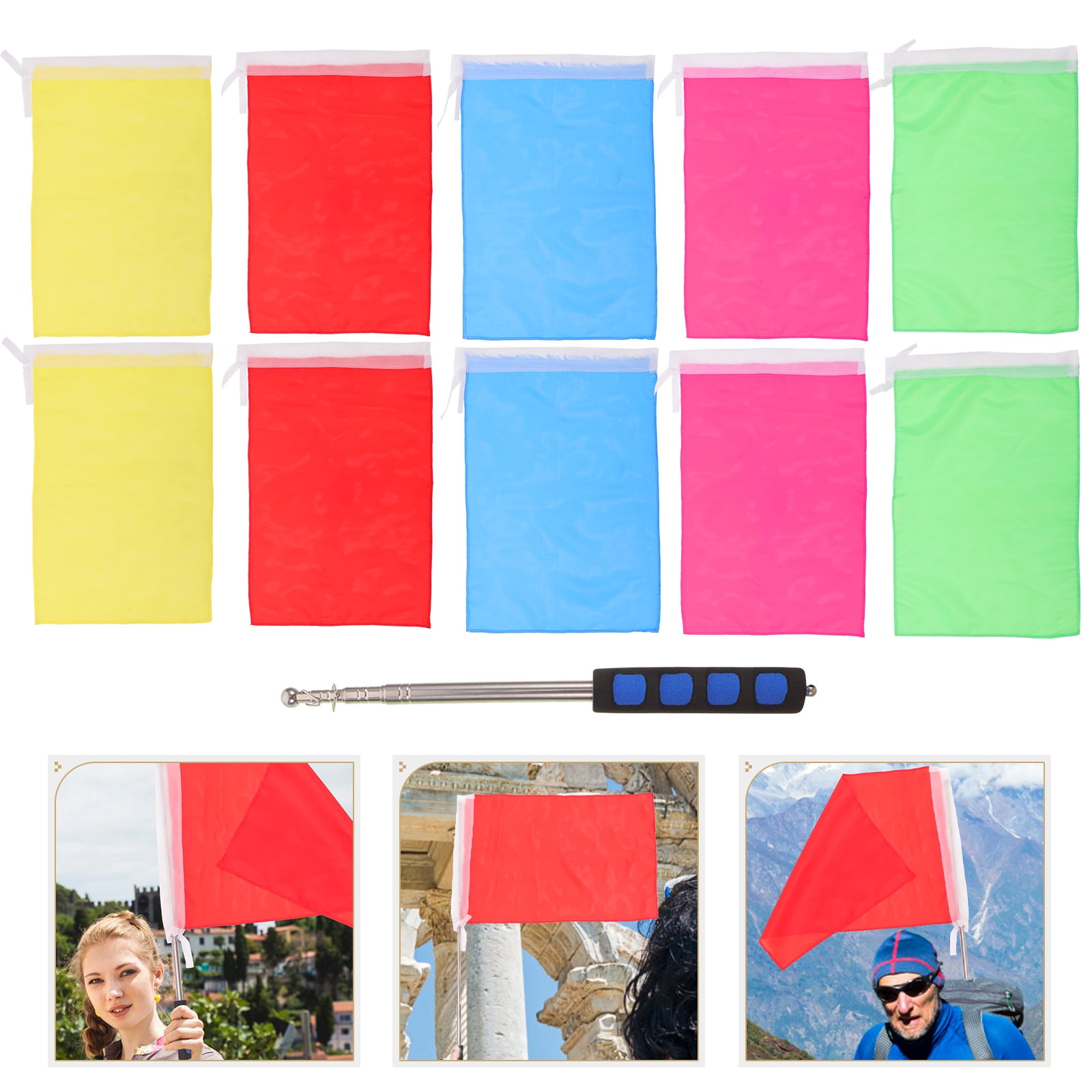 1 Set of Portable Guide Flag Stainless Steel Flagpole Professional Flag ...