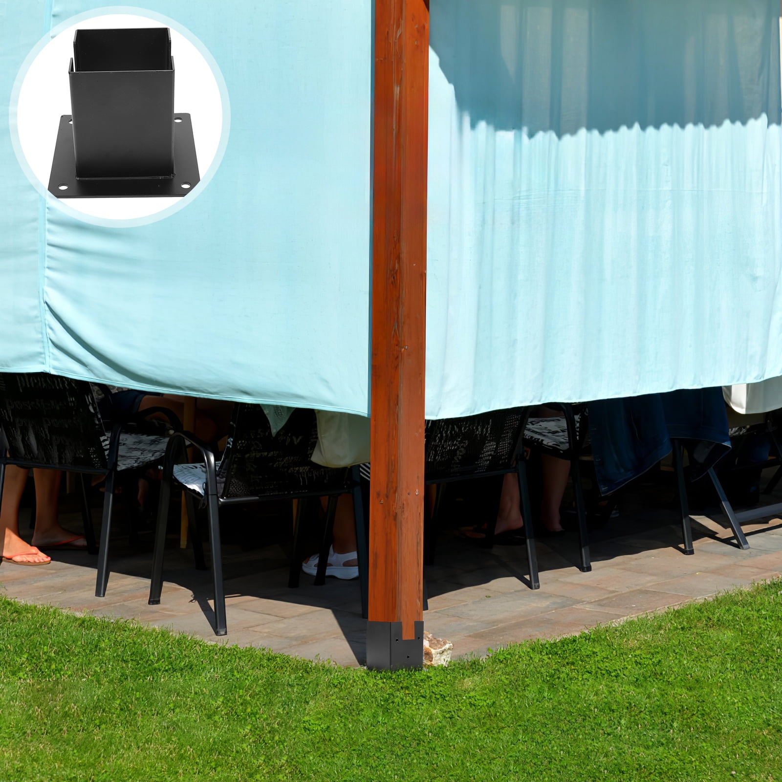 1 Set of Post Protector Deck Fence Post Metal Support Base Metal Deck ...