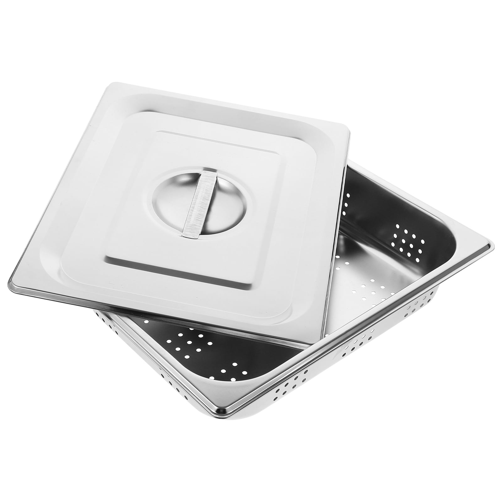 1 Set of Rectangular Canteen Basin Buffet Food Drain Tray Stainless ...