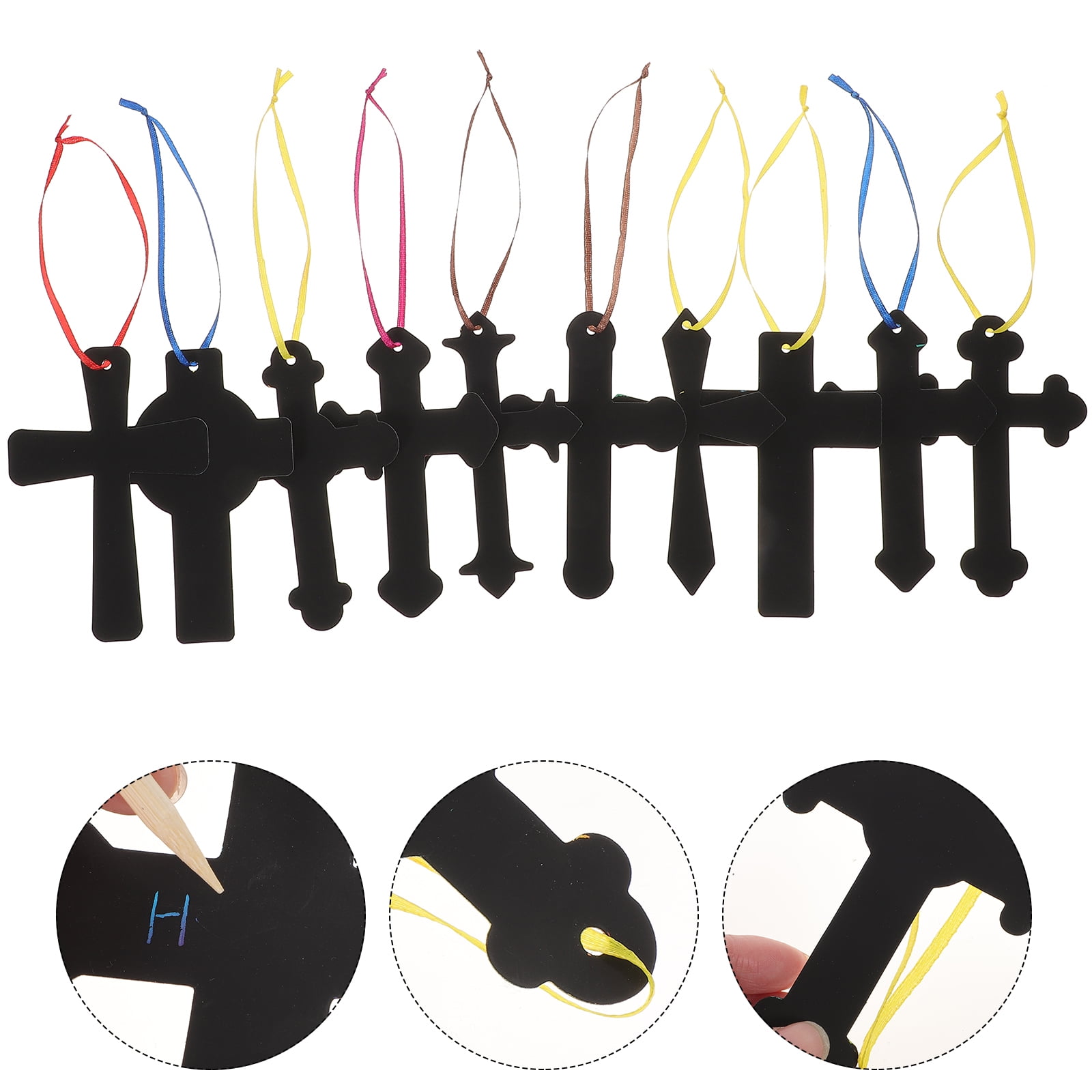 1 Set of Scratch Cross Ornaments Easter Party Scratch Paper Hanging ...