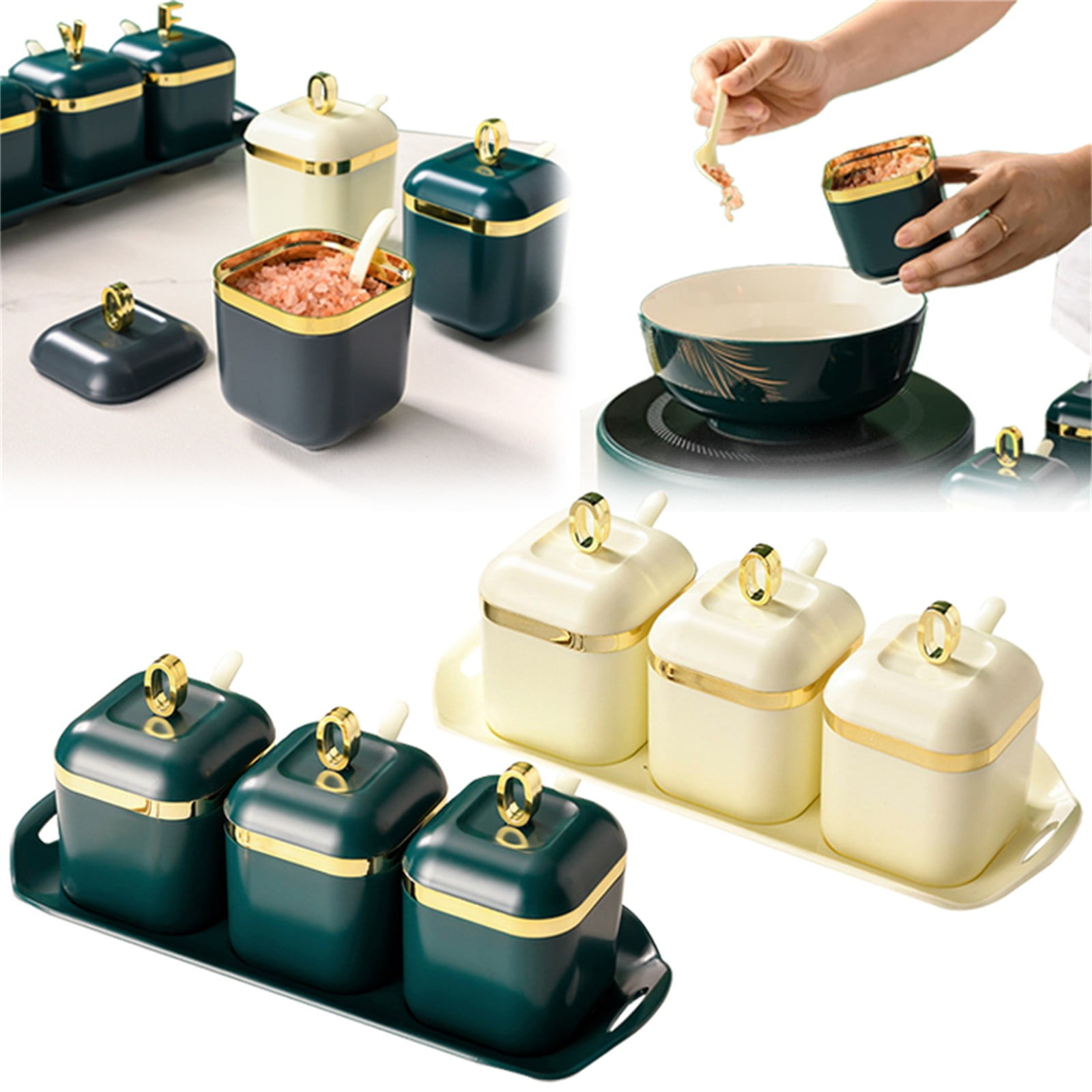 1 Set of Seasoning Box Big Sale! Huayishang Light Luxury Gold-Plated ...