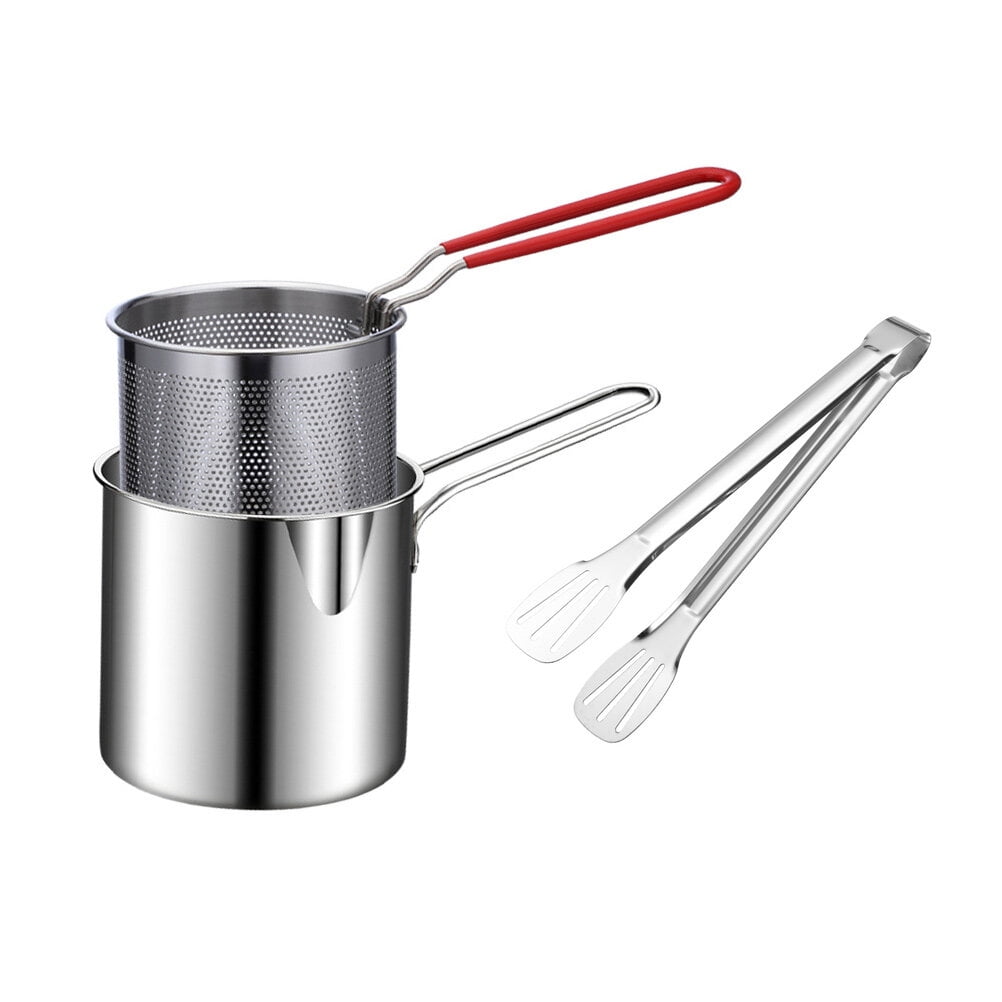 1 Set of Stainless Steel Fry Pot Deep Frying Pot with Basket Deepen ...