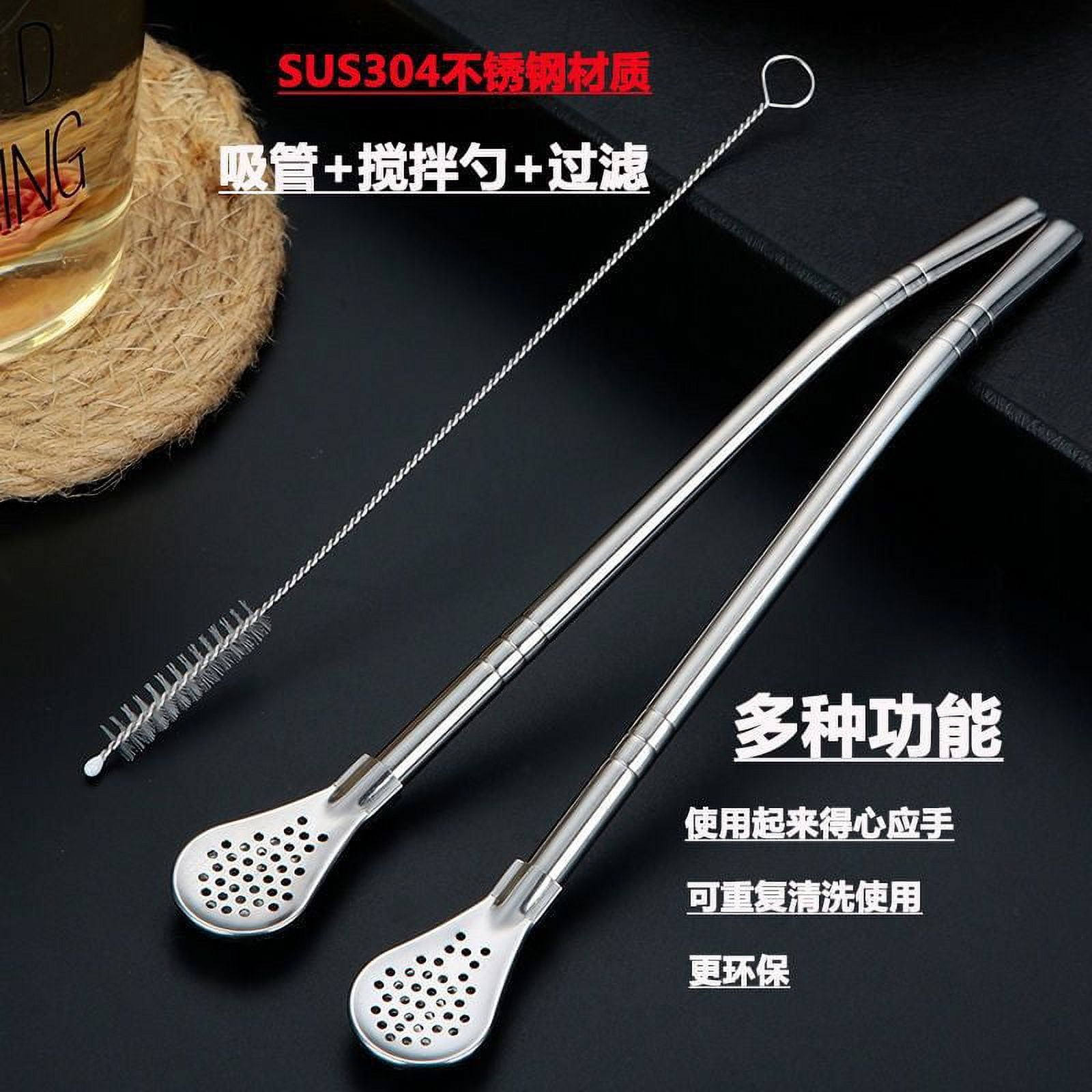 1 Set of Stainless Steel Straw Stir Straws Detachable Straw Coffee ...