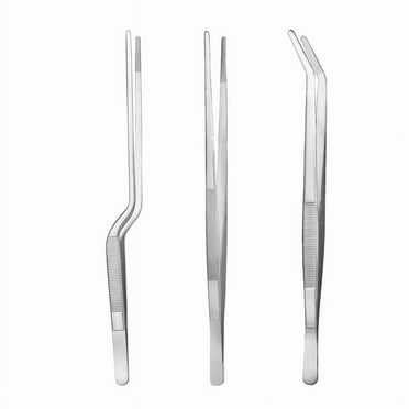 Bundlepro Kitchen Fine Tweezers Tongs, 12'' Square Head Stainless Steel ...
