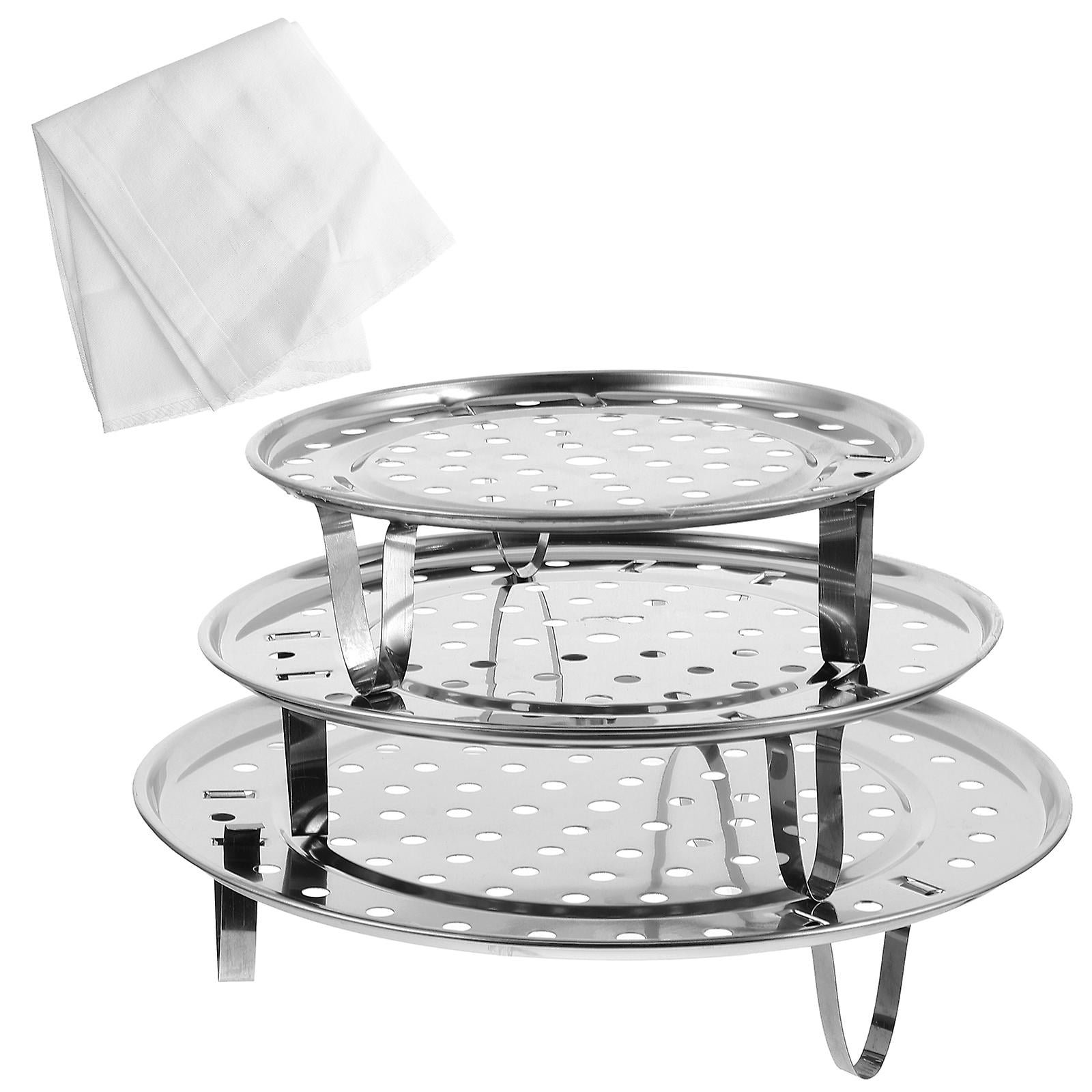 1 Set of Steam Plate Steamer Rack Steaming Dish Food Plate Cooker Rack ...