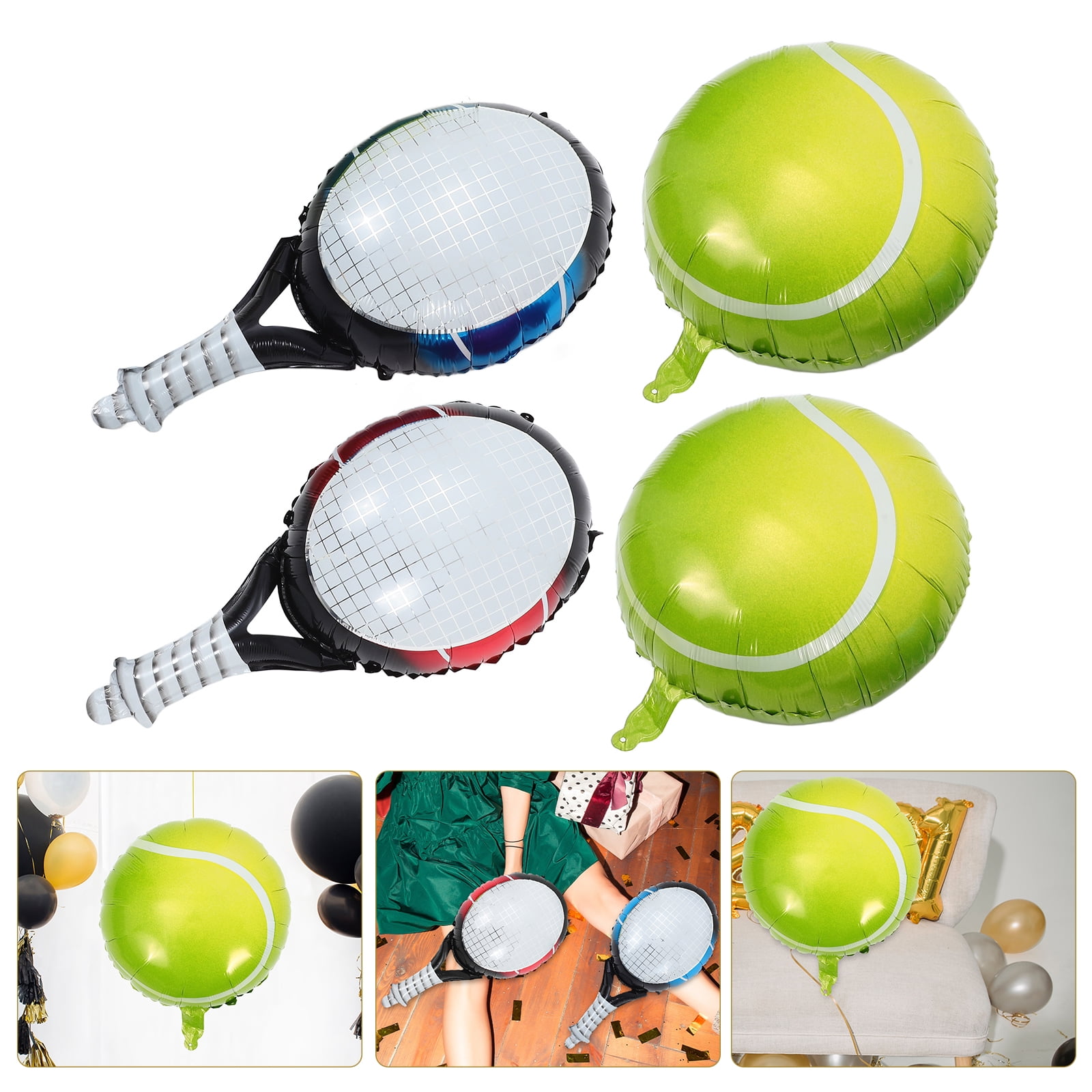 1 Set of Tennis Party Balloons Set Tennis Ball And Racket Decorations ...