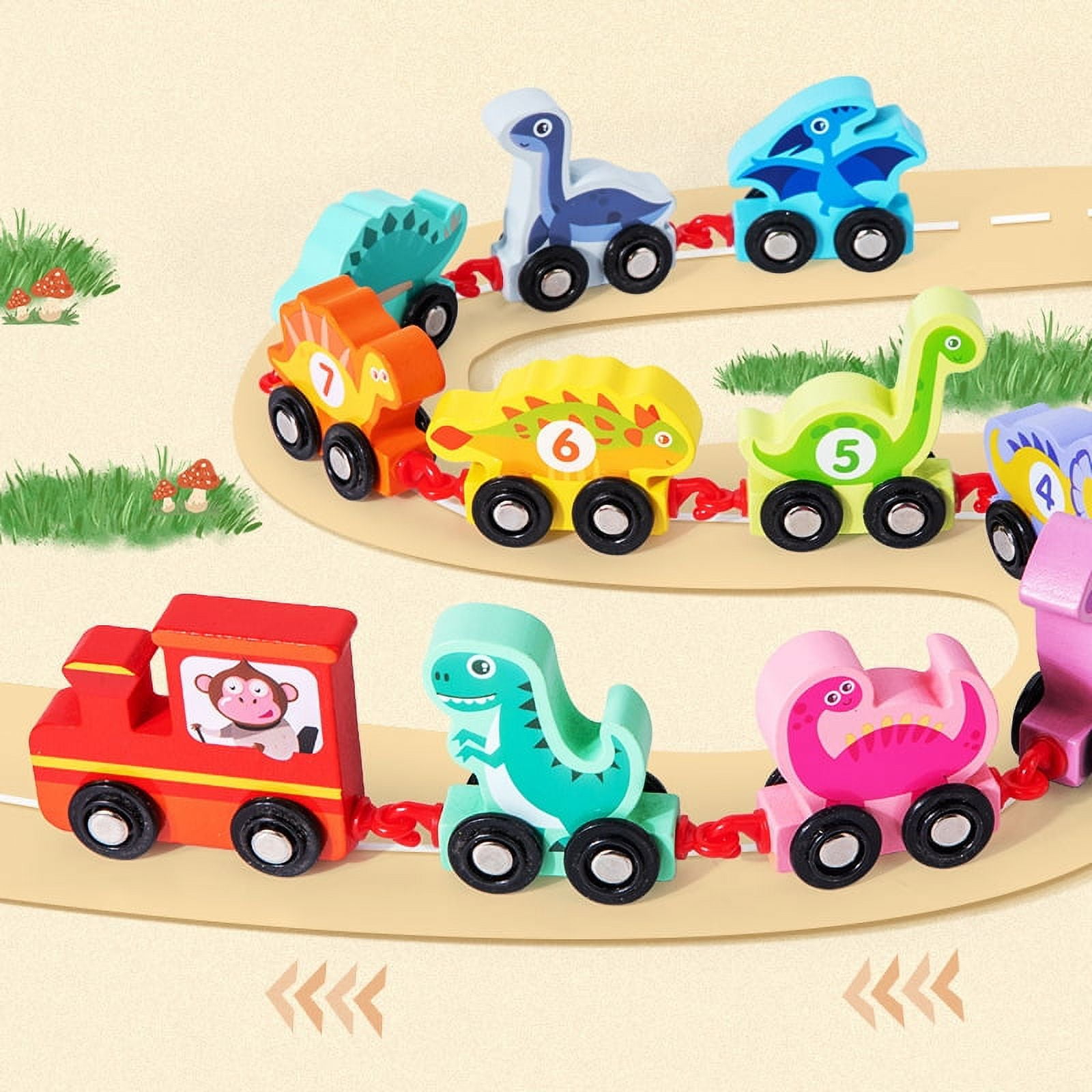 1 Set of Train Set Cute Educational Toys Dinosaur Number Train Toy for ...