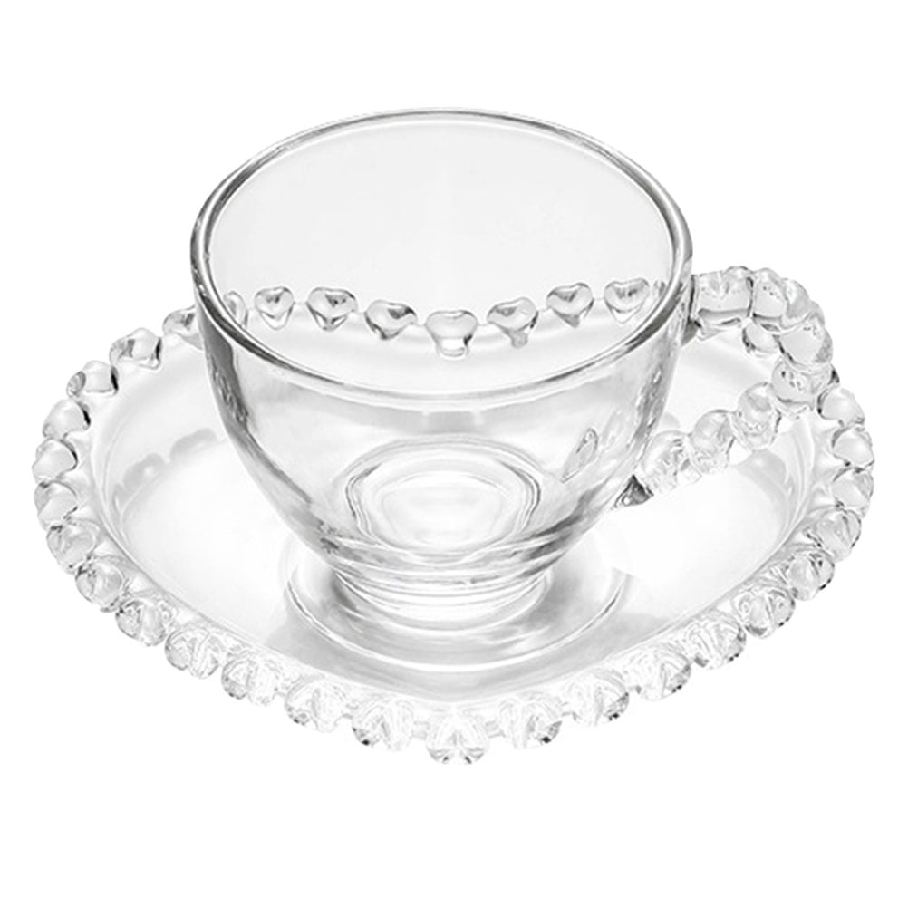 1 Set of Transparent Glass Coffee Cup Decorative Tea Cup Afternoon Tea ...