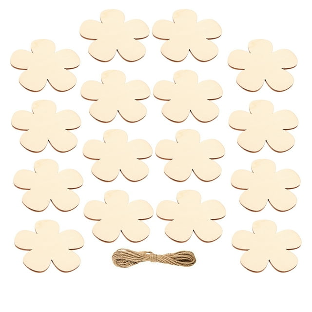1 Set of Unfinished Flower Shaped Slices Wooden Slices DIY Wooden ...