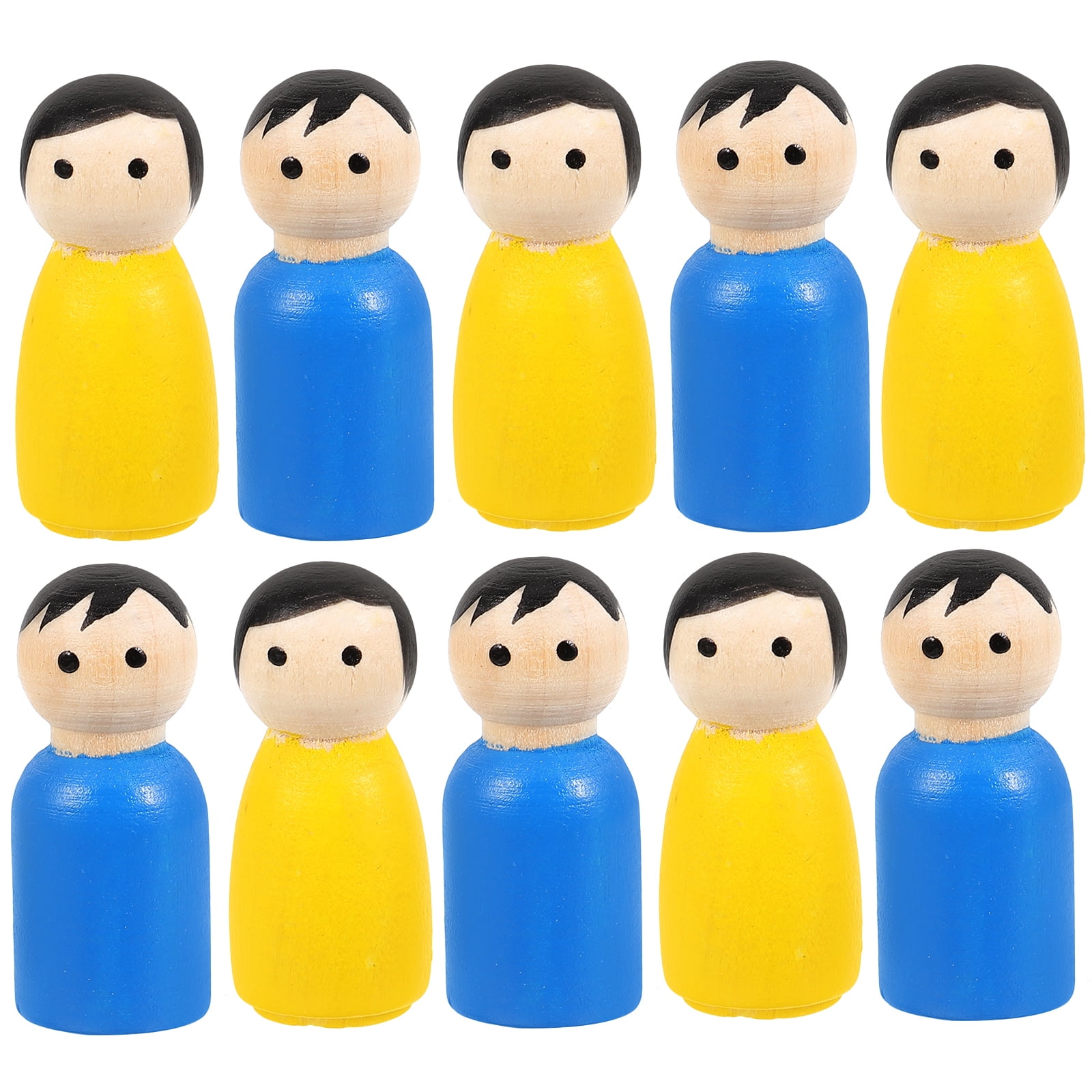 1 Set of Unpainted Wood Peg People Diy Wooden Peg Dolls Diy Graffiti ...