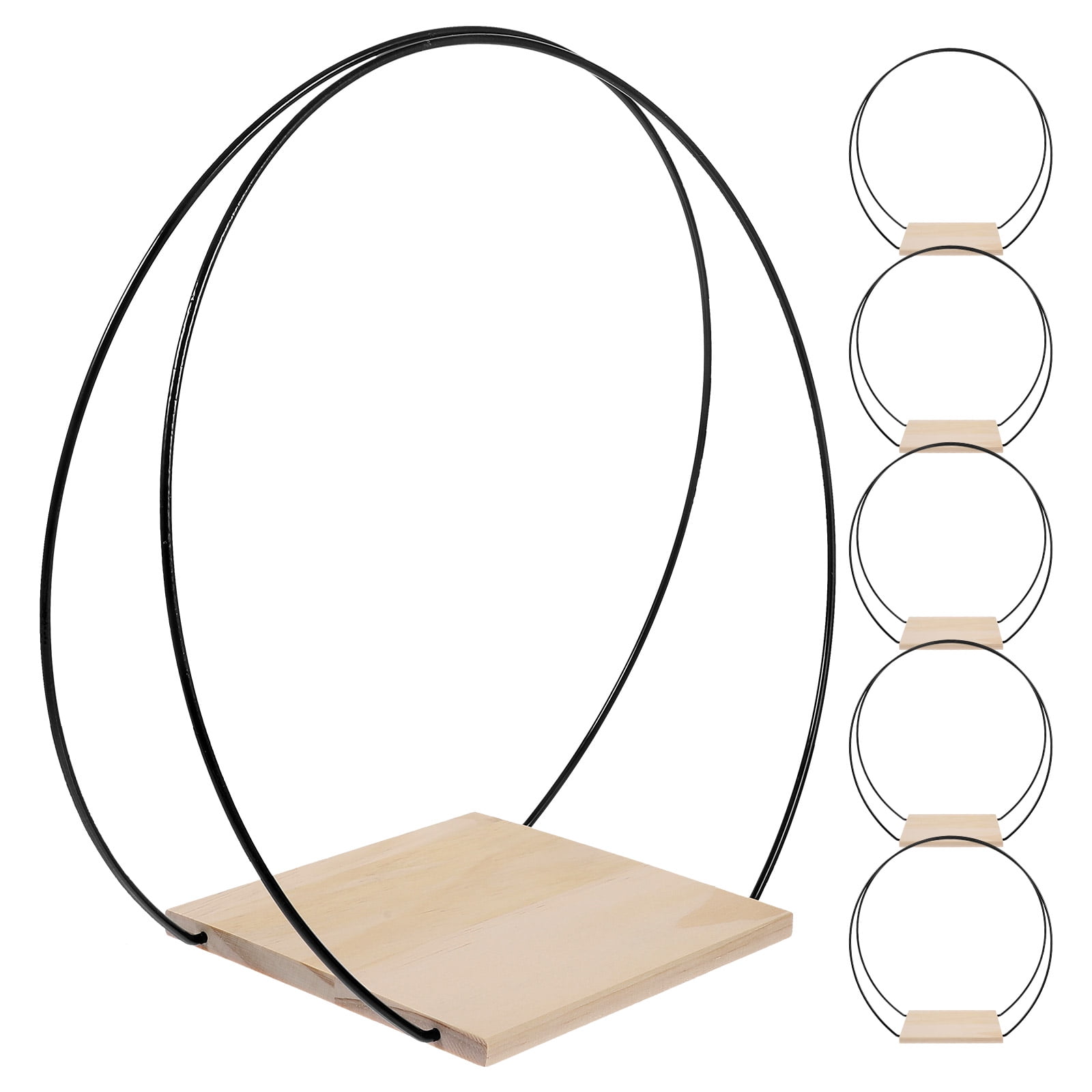 1 Set of Wedding DIY Floral Hoop Iron Wreath Ring with Wooden Base ...