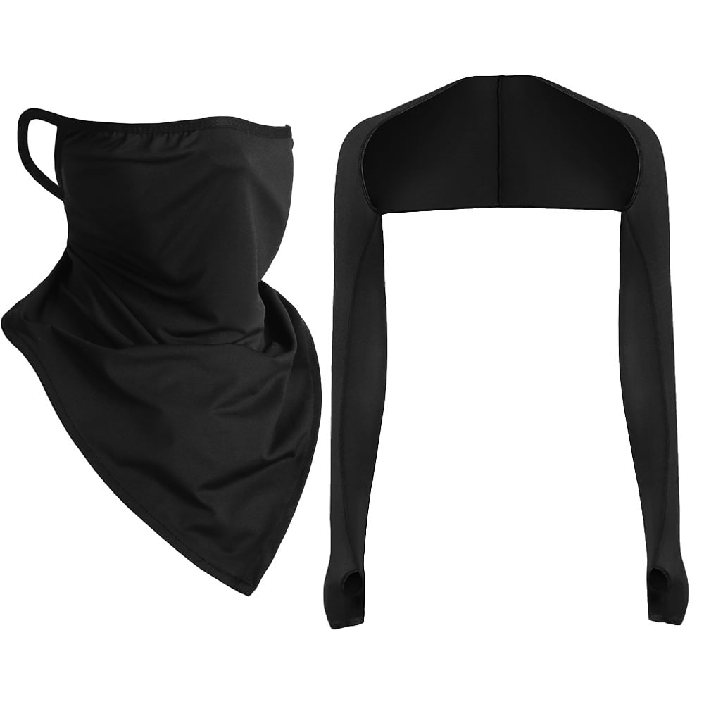 1 Set of Women Cooling Shawl Arm Sleeves With Finger Holes Outdoor Face ...