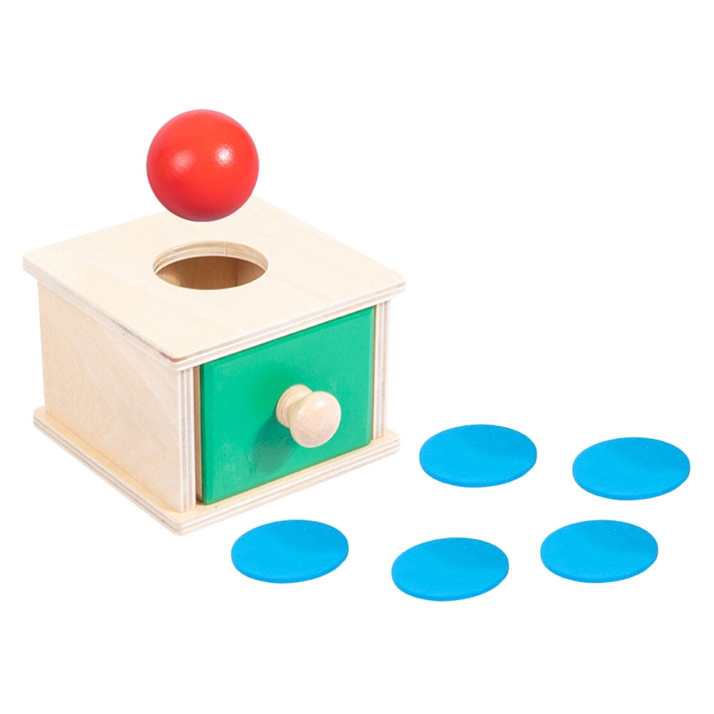 1 Set of Wooden Coins Balls Matching Box Wood Coin Box Object ...