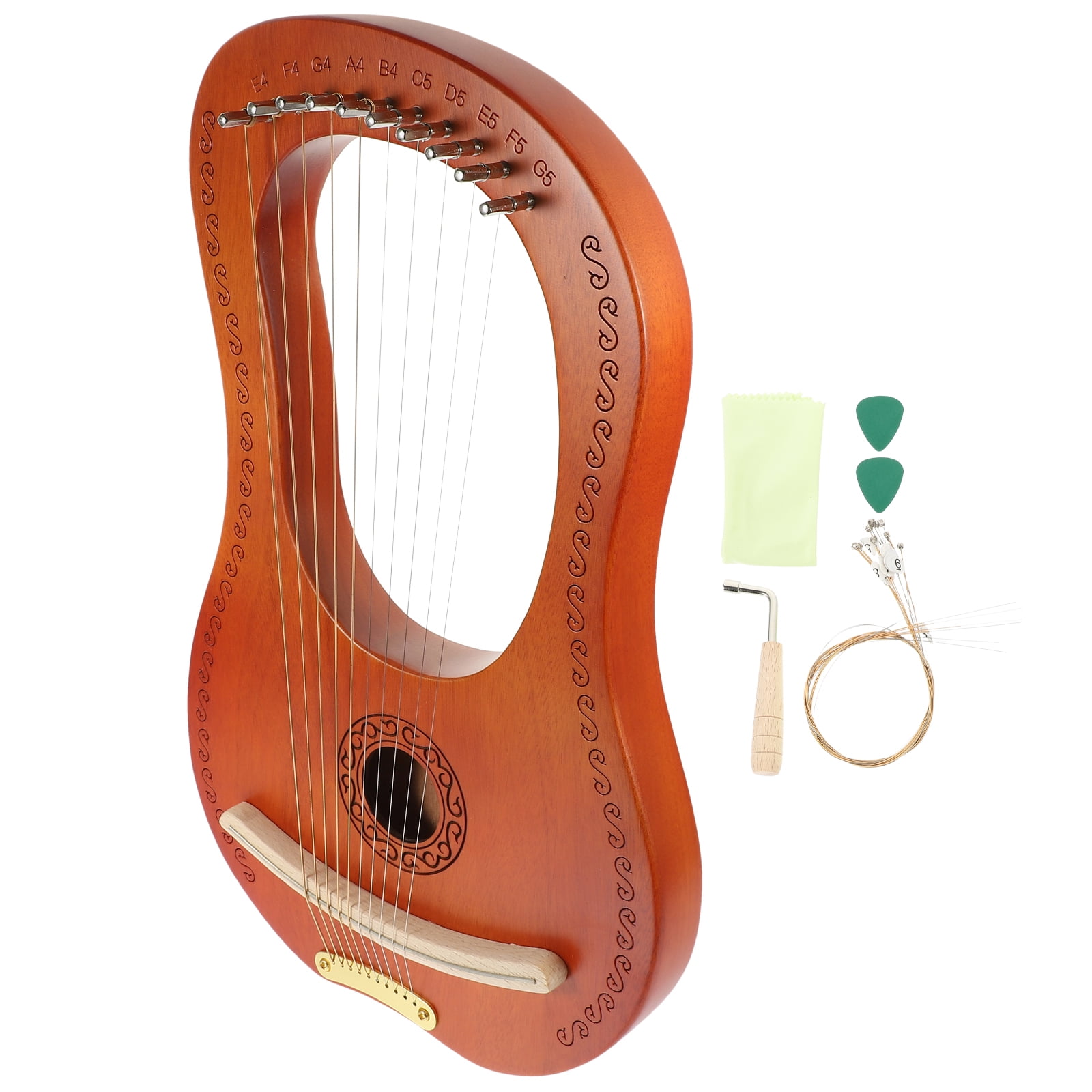 1 Set of Wooden Lyre Harp Portable 10-string Harp String Musical ...