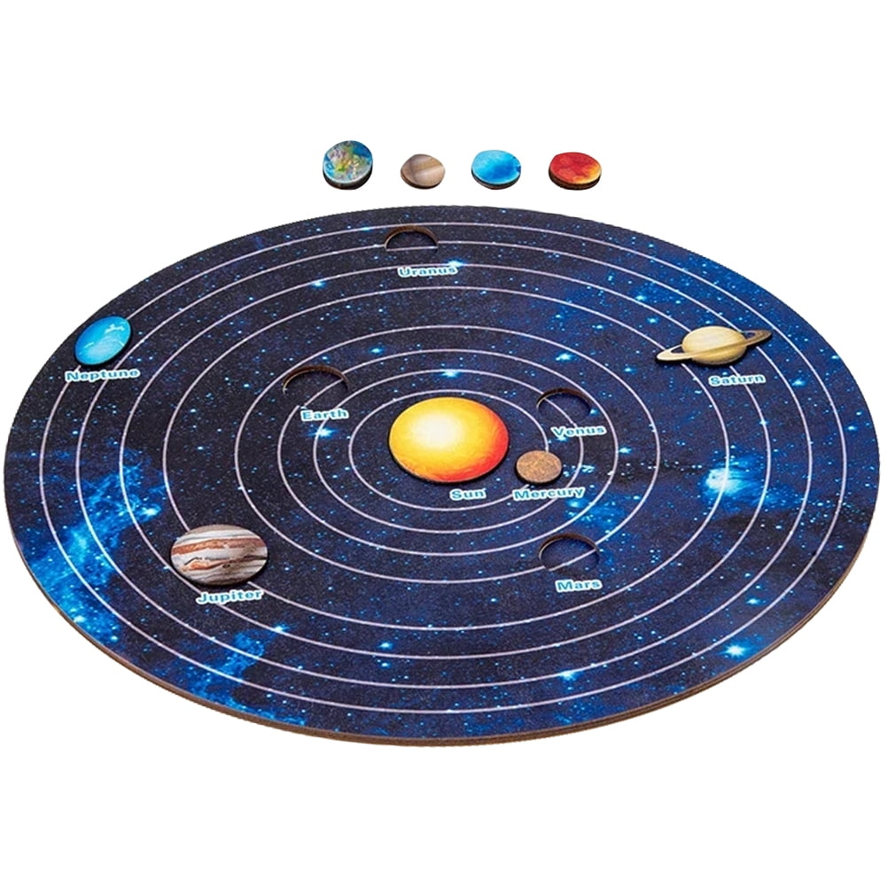 1 Set of Wooden Solar System Puzzle Kids Space Wooden Puzzle Planet ...